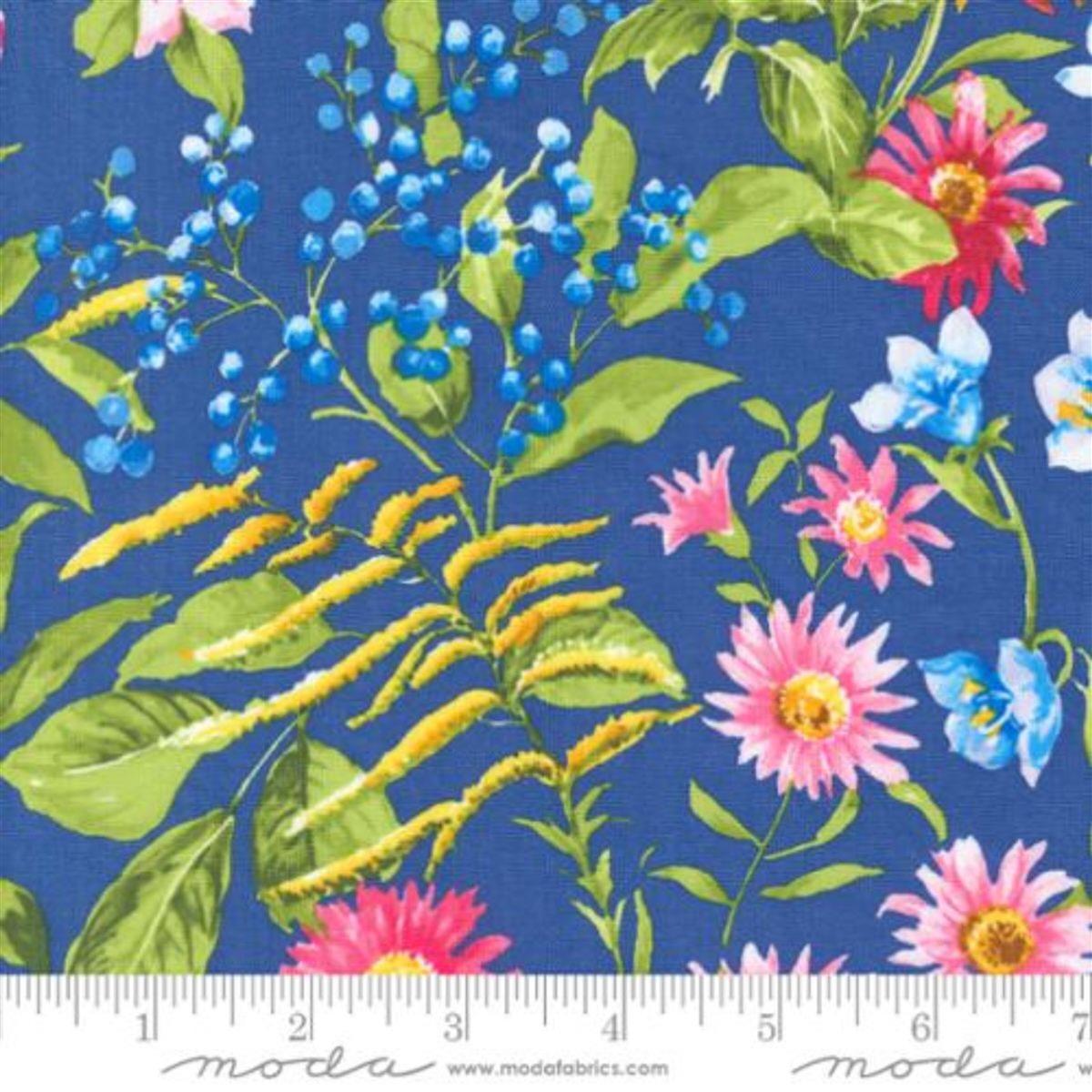 Moda Wildflowers Floral Bouquet Bluebonnet Fabric 0.5m | SewingStreet