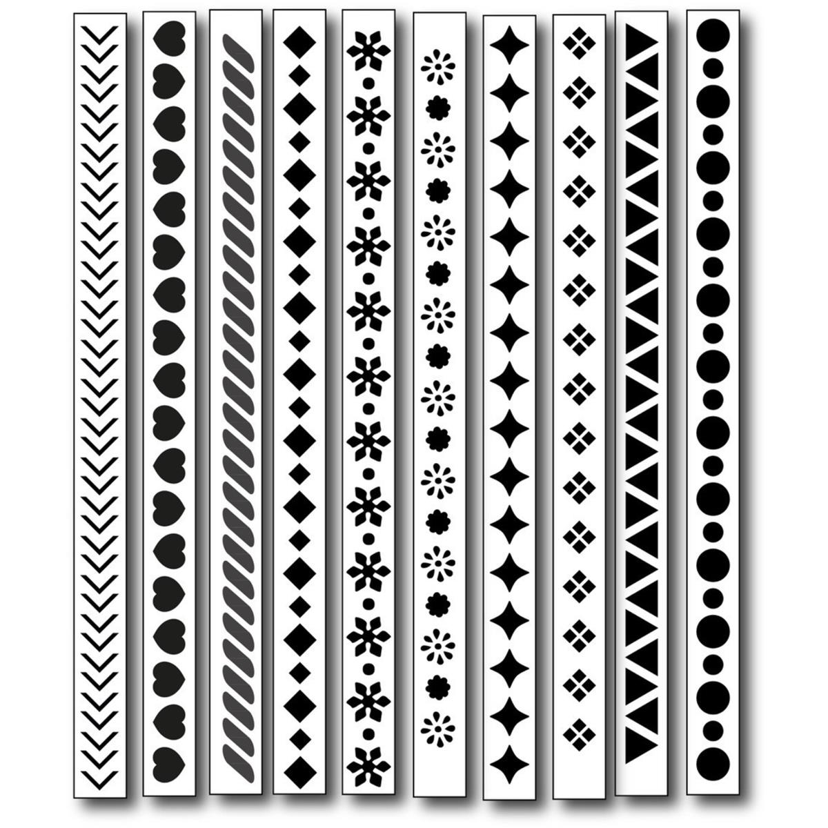 Mini Borders - 10 adhesive backed border stencils | HobbyMaker