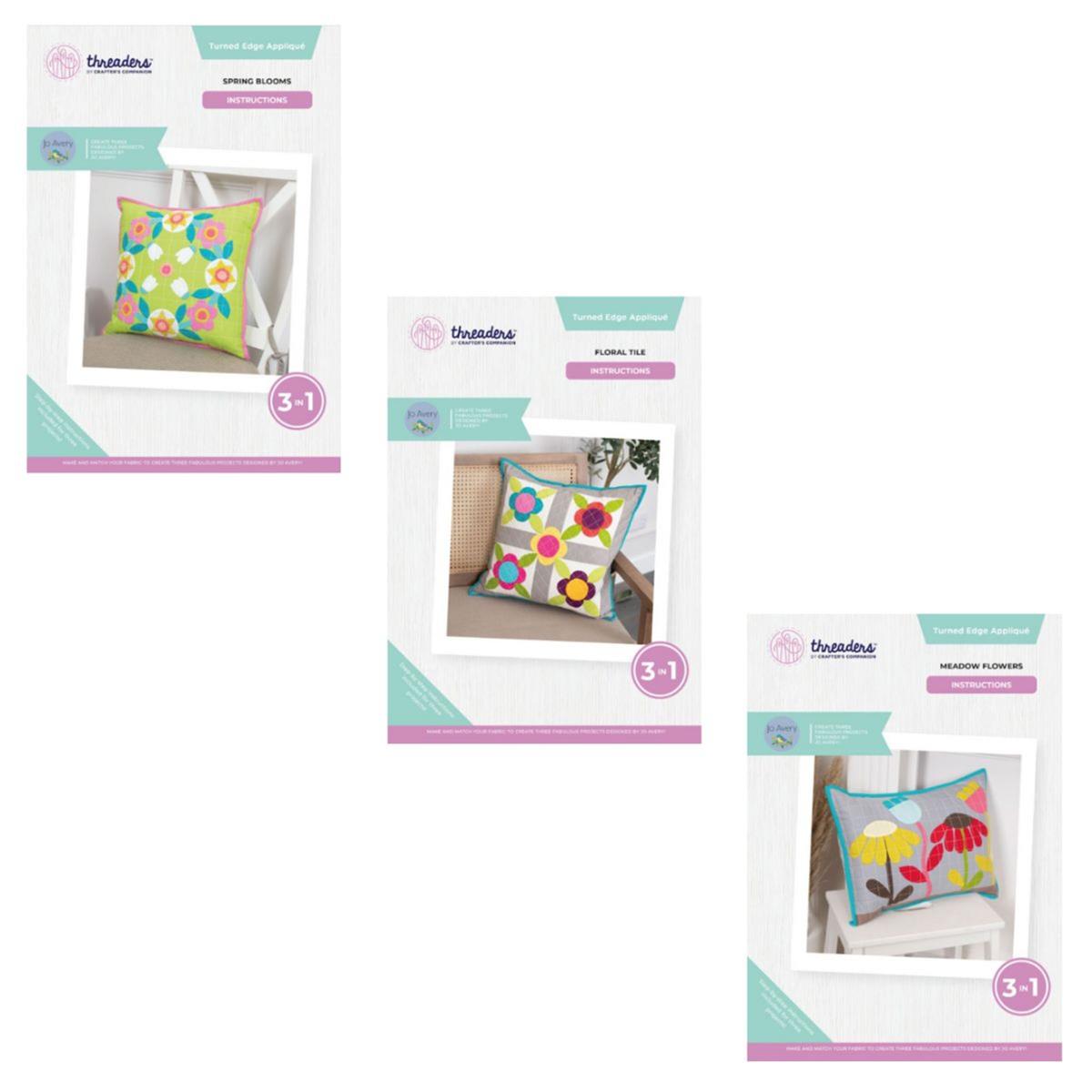 Threaders - Turned Edge Applique Templates - Spring Blooms, Floral Tile ...