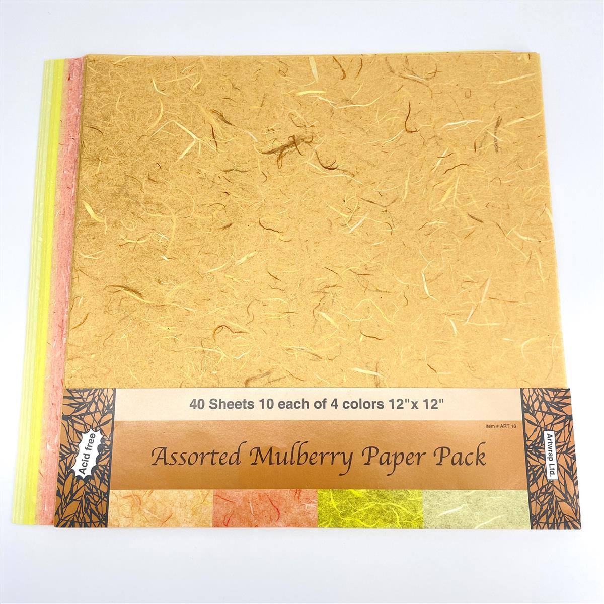ASSORTED MULBERRY TREE PAPER PACK- 2, 40 sheet bundle of assorted ...