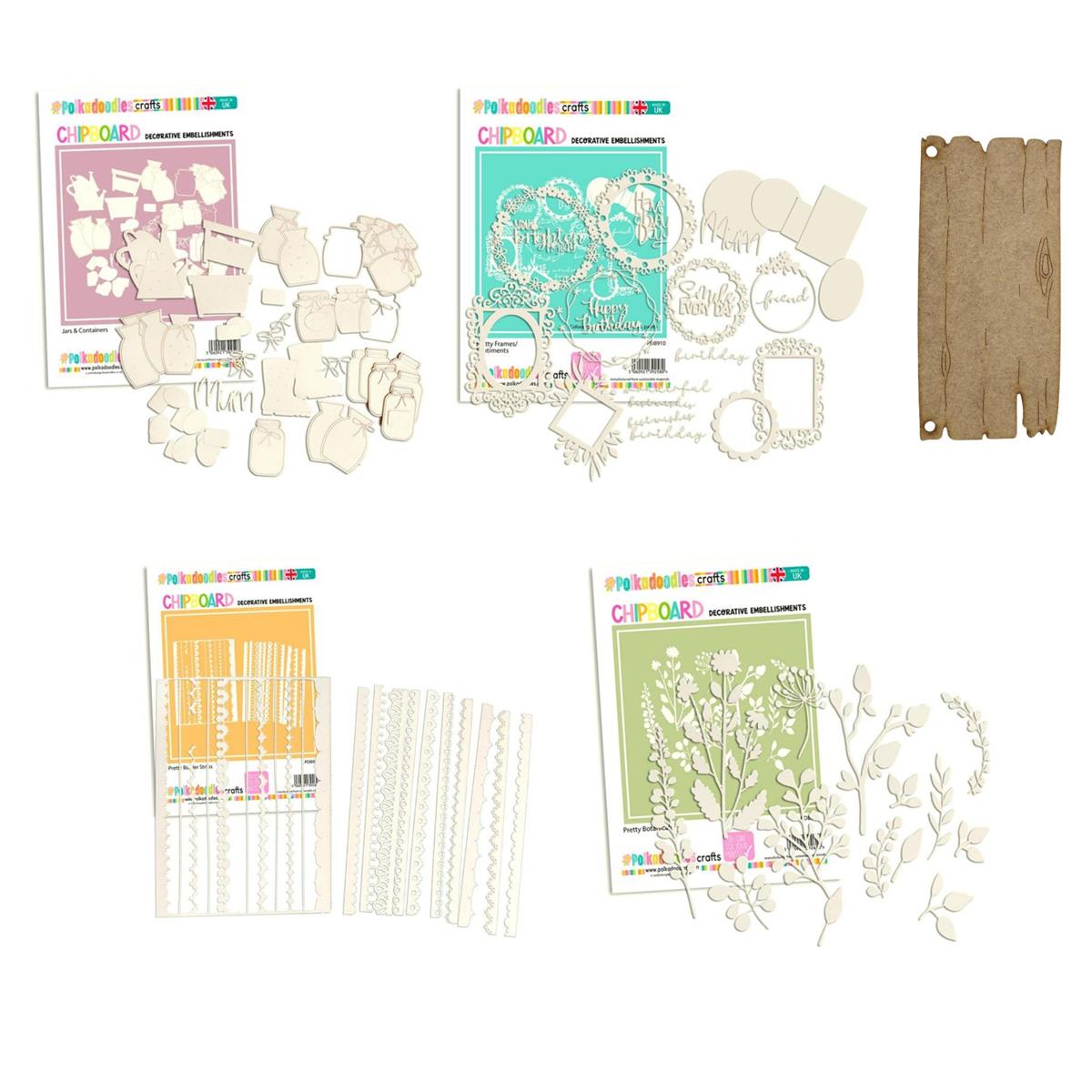 Polkadoodles - Chipboard & MDF Embellishment Bundle | HobbyMaker