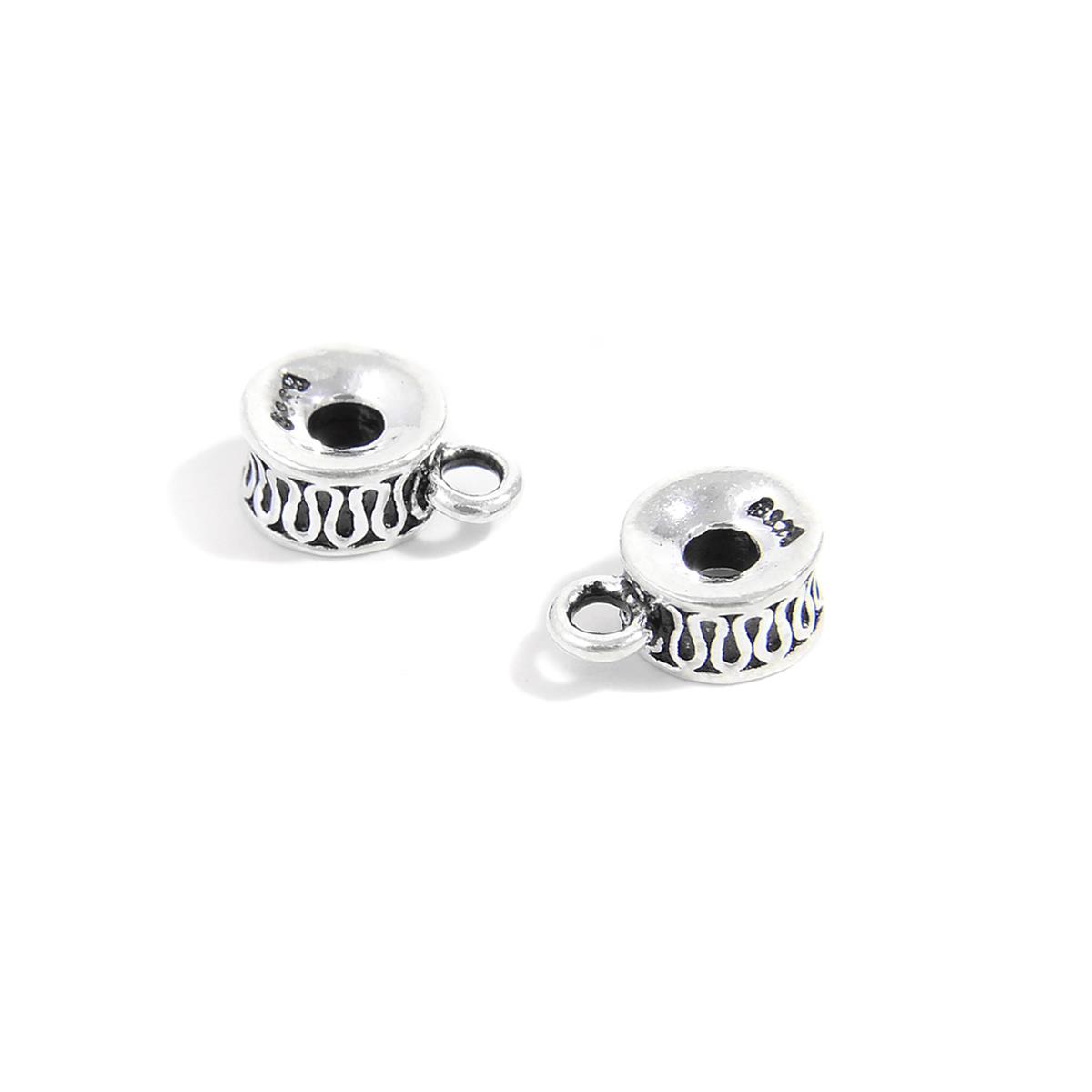 925 Sterling Silver Donut Design Detailed Carrier Bail, Approx 6x3mm ...