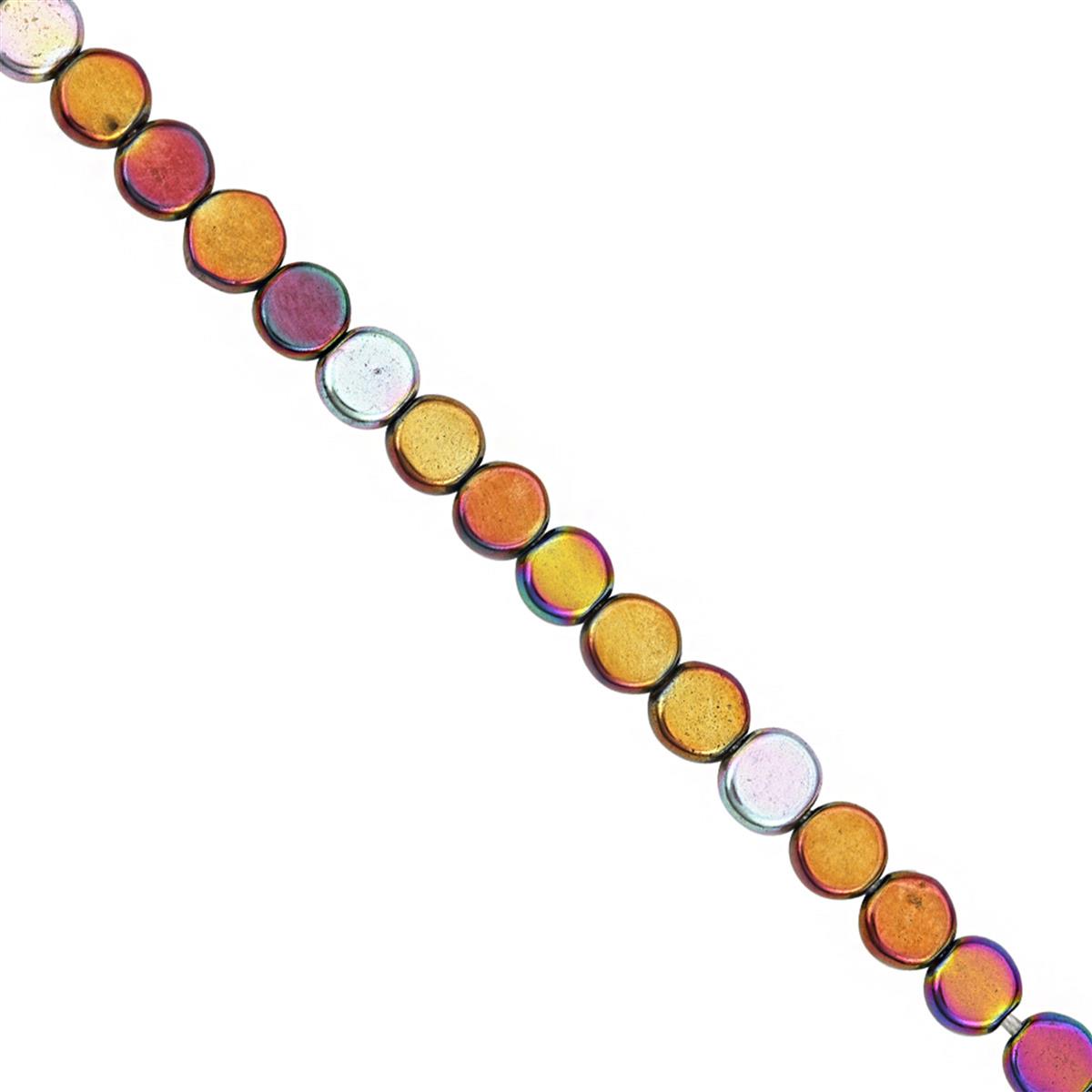 65cts Mystic Color Hematite Smooth Coin Approx 6mm, 30cm Strand ...