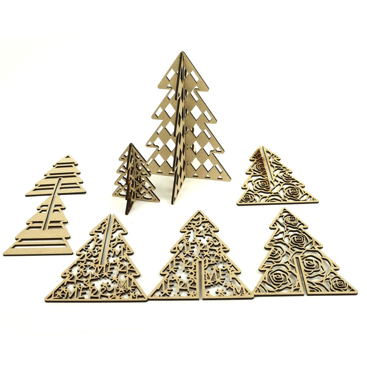 MDF Filligree Slot Together Christmas Trees, Various Designs & Sizes ...