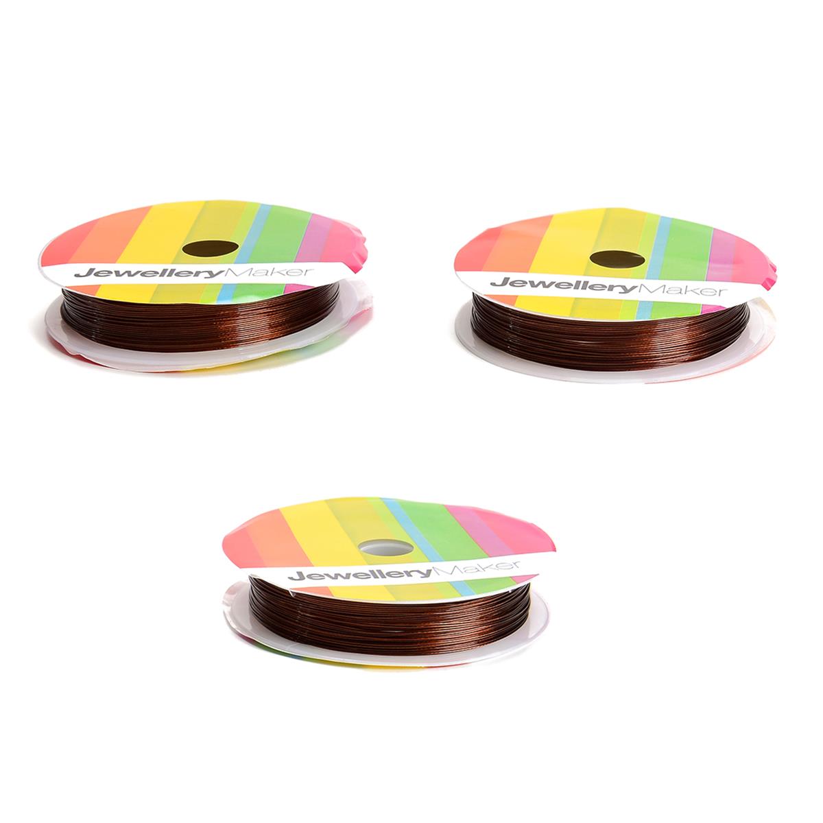 Bronze Metallic Thread, 10m, 0.38mm, 3pcs | JewelleryMaker