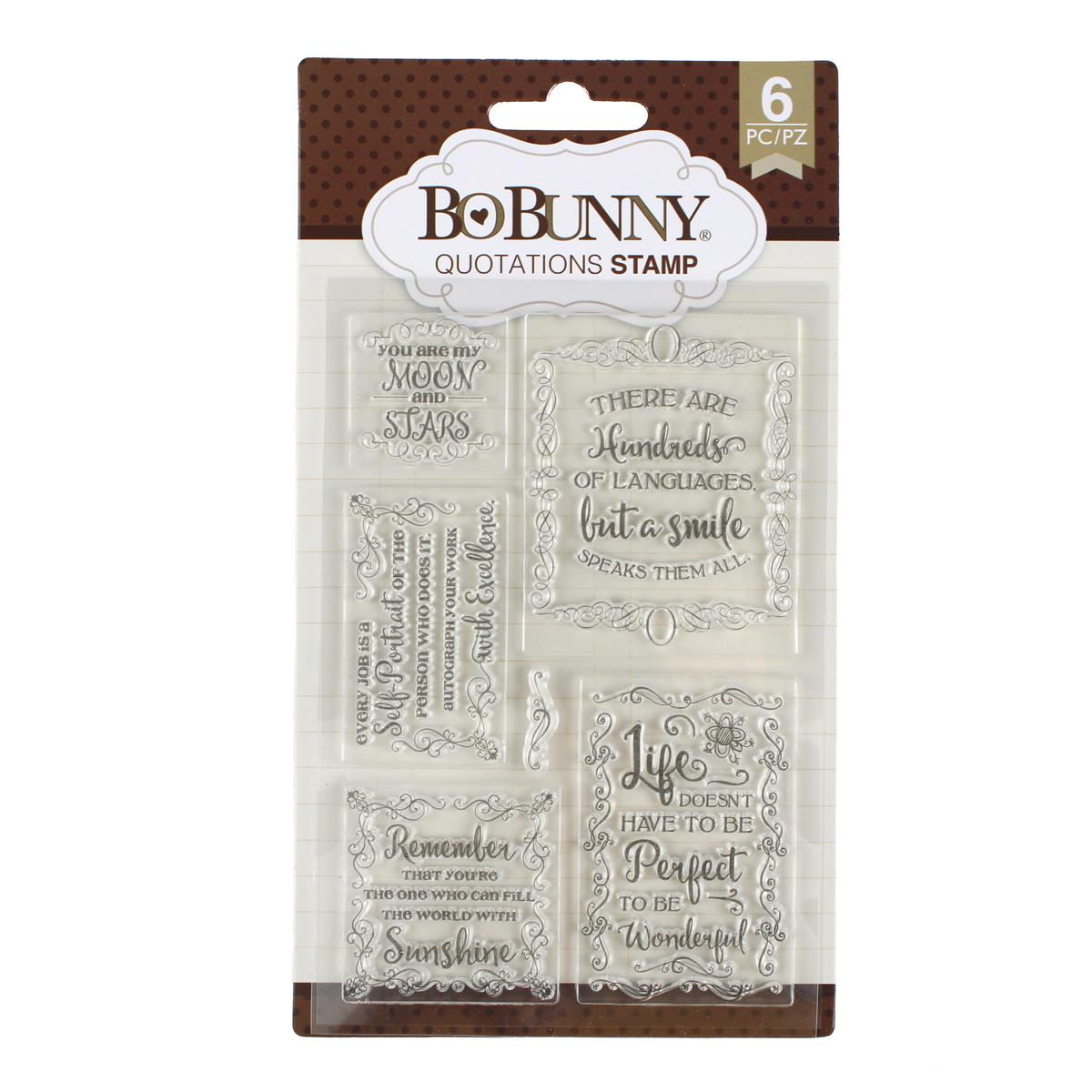 Bo Bunny - Essentials Quotations Stamps, 6pc Usually £8.99 | HobbyMaker