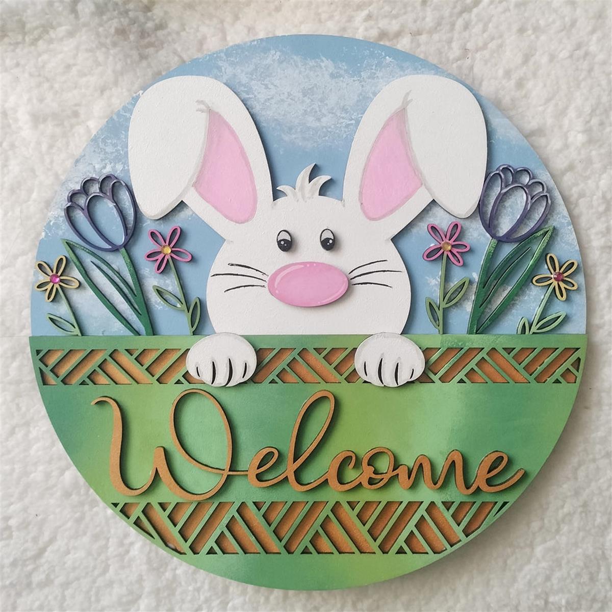 Glitzcraft- MDF Welcome Rabbit Plaque | HobbyMaker