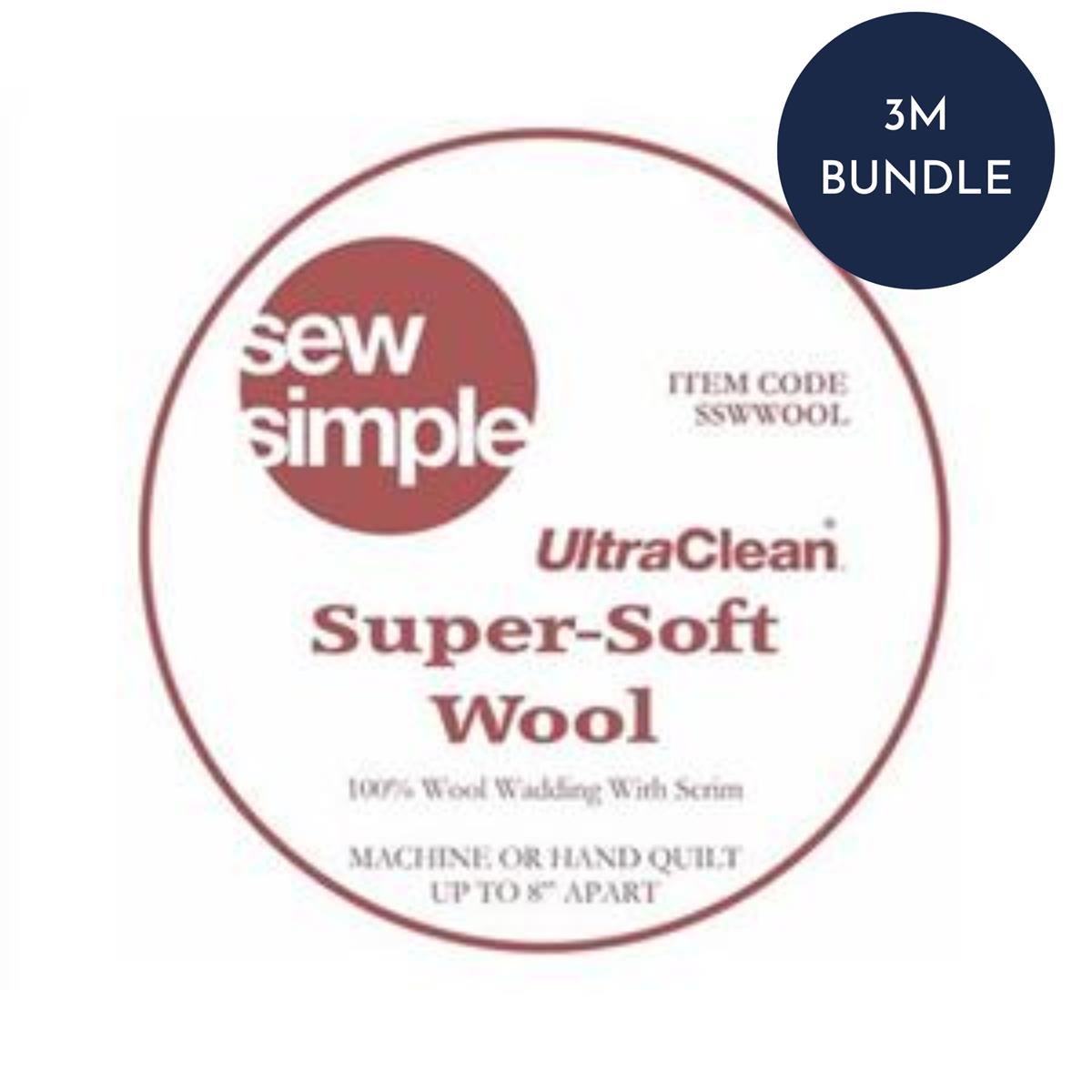 Sew Simple Super Soft 100% Wool Wadding 3m Bundle (228cm wide) - 0.5m ...