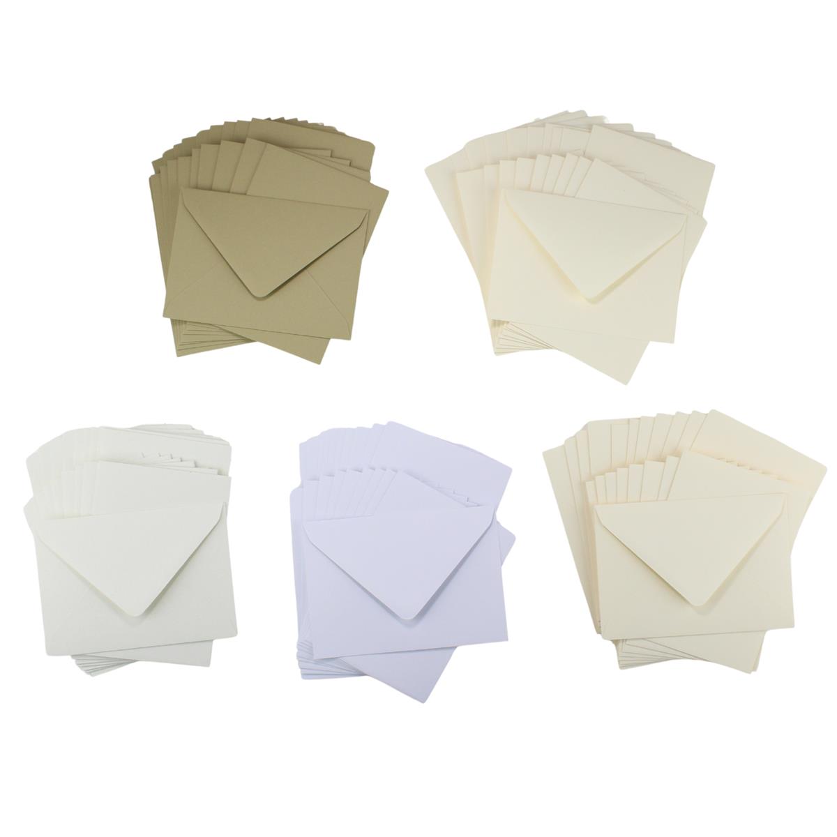 Acorn Creative. 100 x C6 Envelopes. Asssorted Colours & Textures. White ...