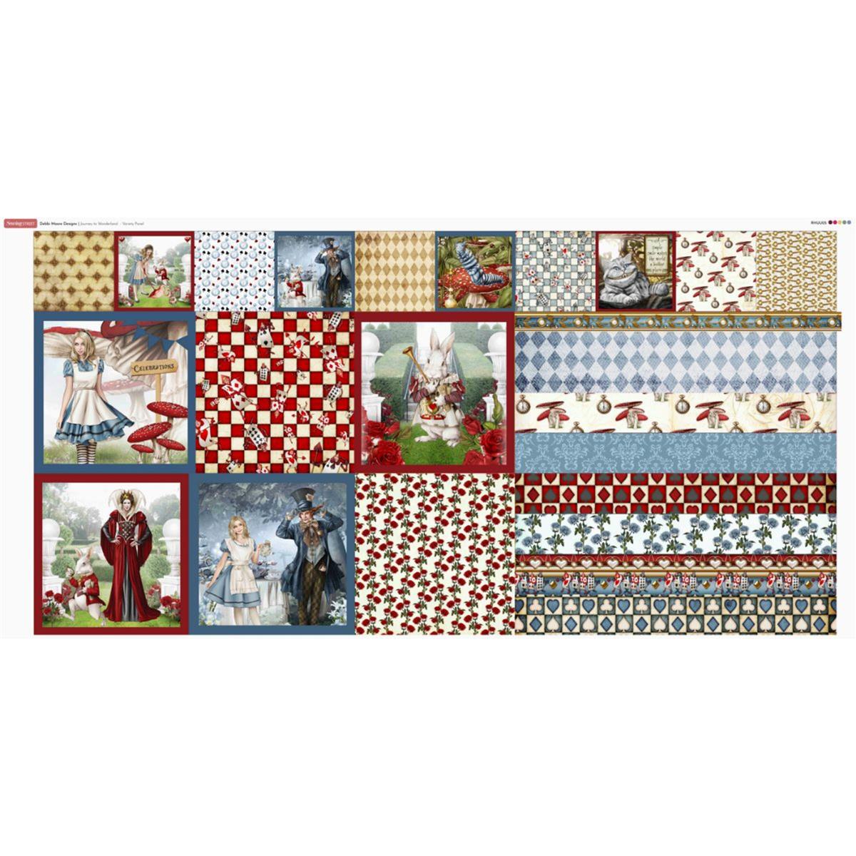 Debbie Moore Designs Journey to Wonderland Variety Squares No.1 Fabric ...