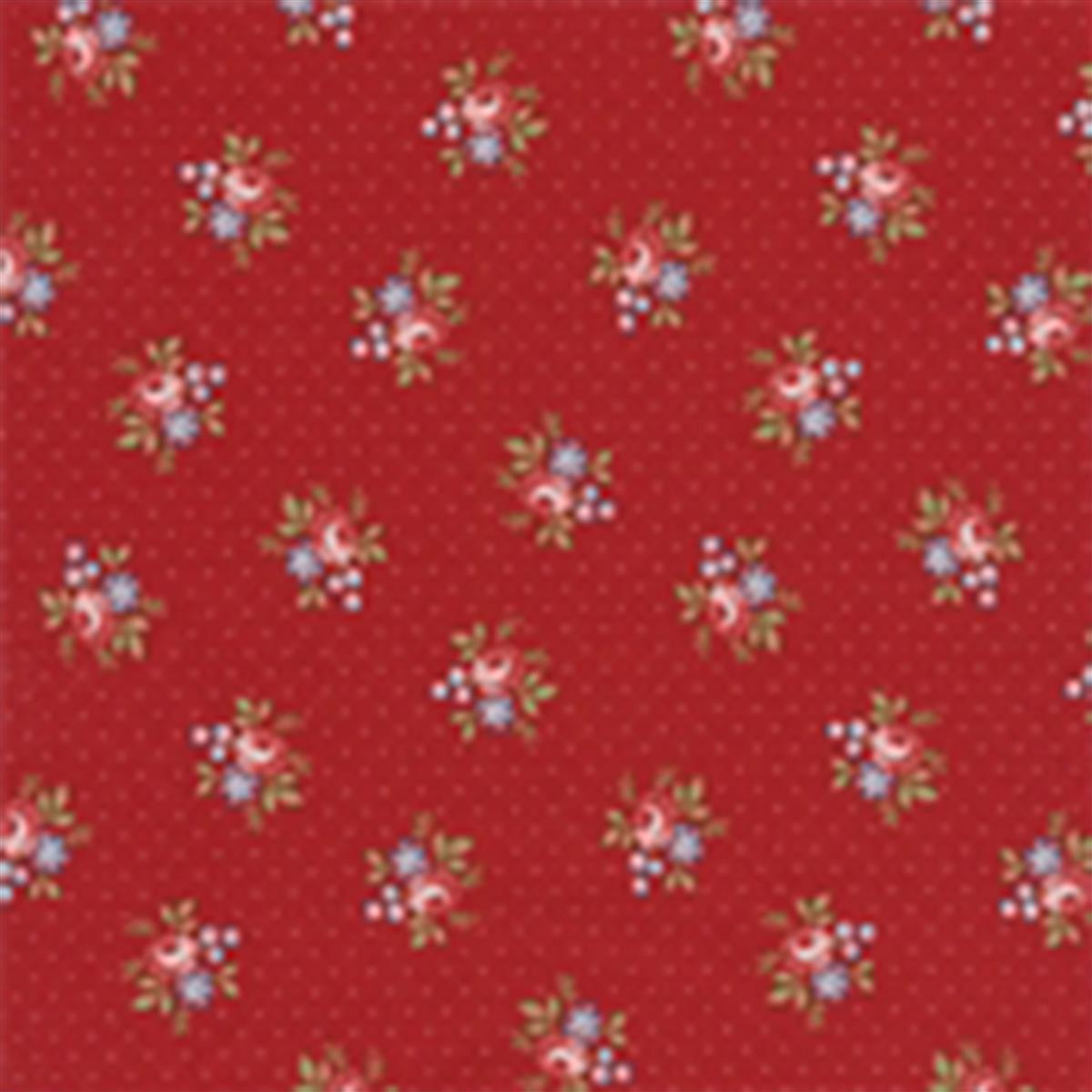 Moda Belle Isle Dotted Floral Ditsy on Red Fabric 0.5m | SewingStreet