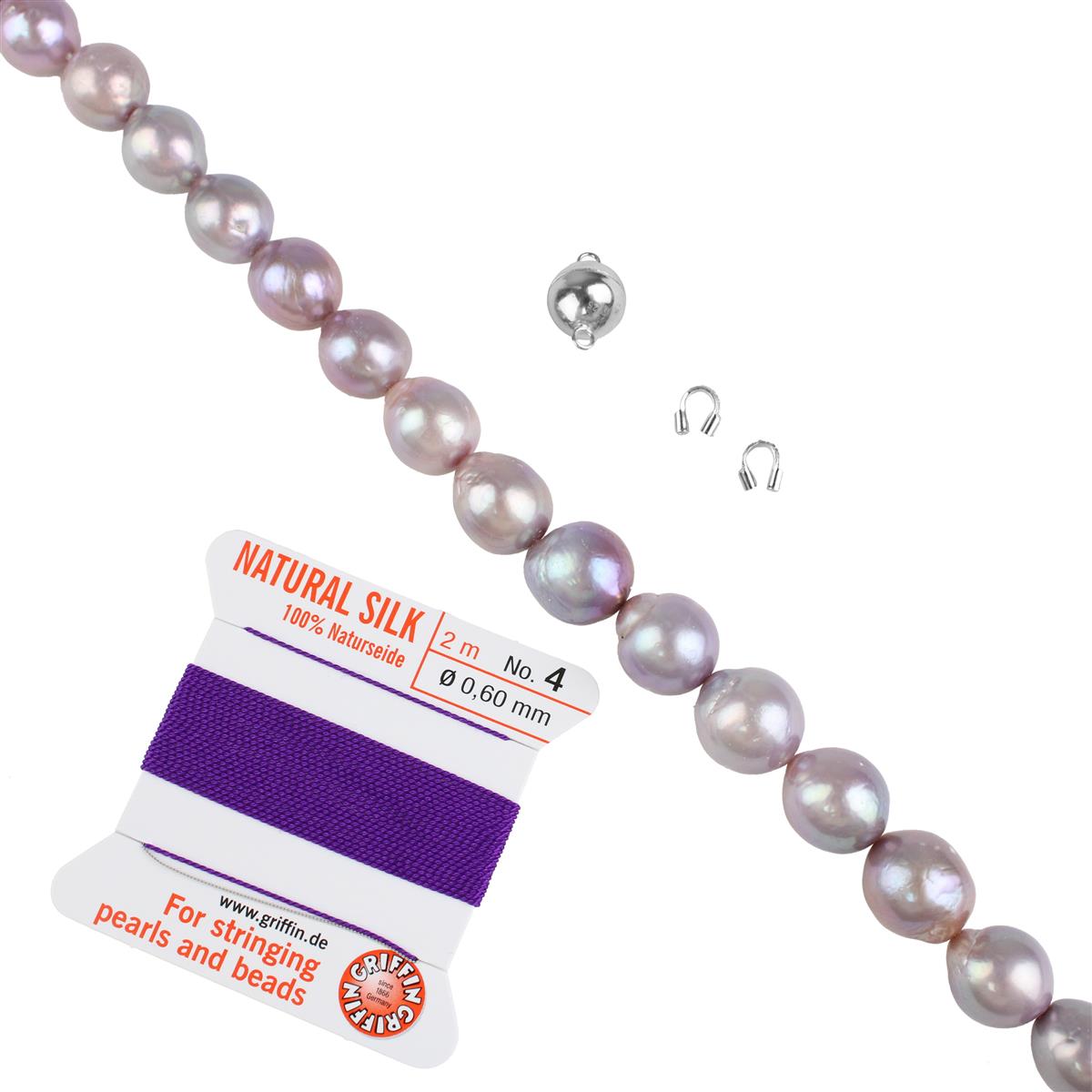 Natural Purple Edison Baroque Pearl and 925 Sterling Silver Project ...