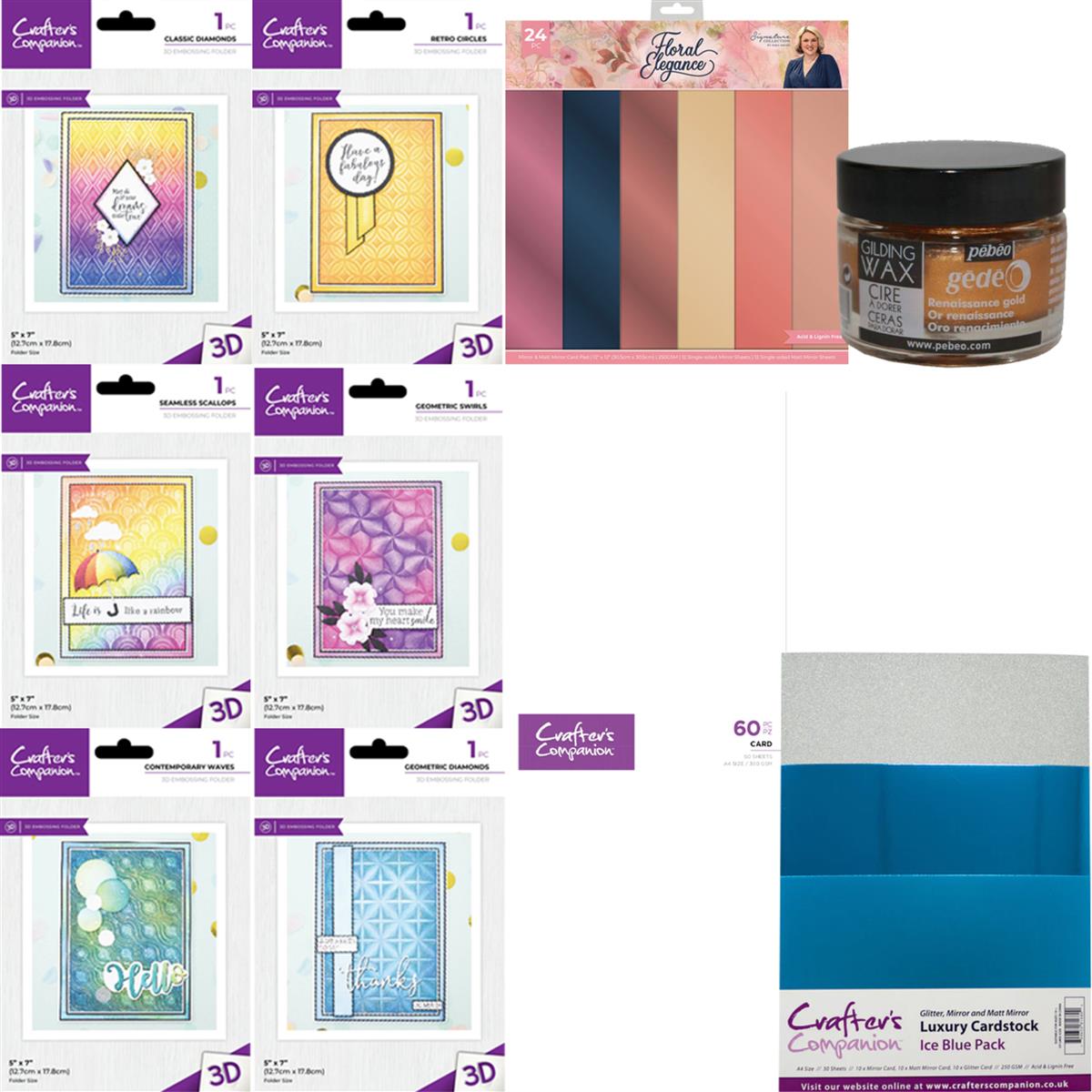 Crafter's Companion Bold Geometric 3D Embossing Folders Collection - 6 ...