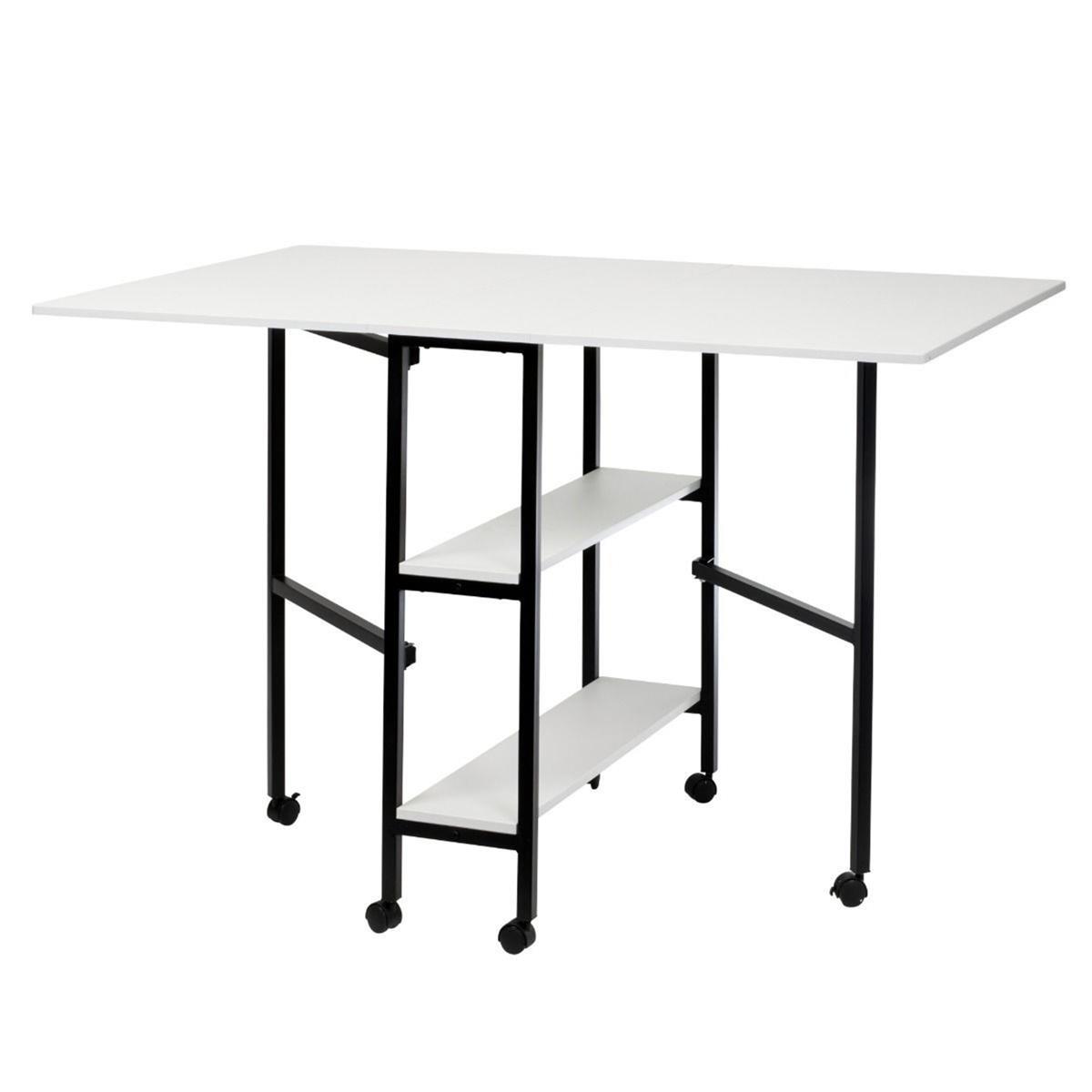Sewing Online Foldable Cutting Table Including 2 Storage Shelves ...