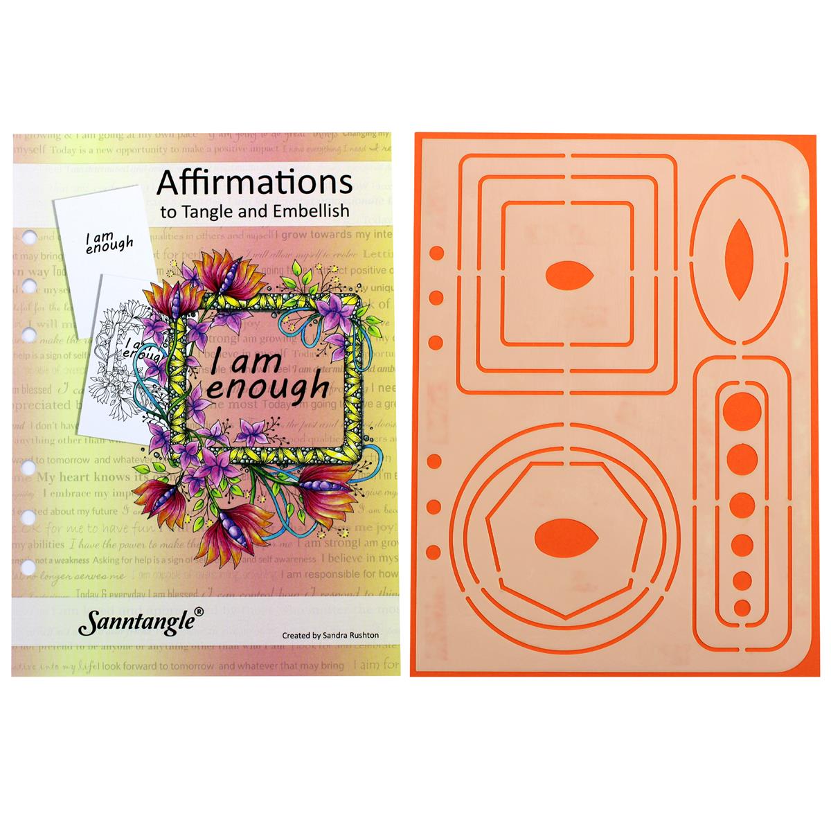 Sanntangle - Affirmations To Tangle and Embellish Pre Punched Pages for Binder and Stencil ...