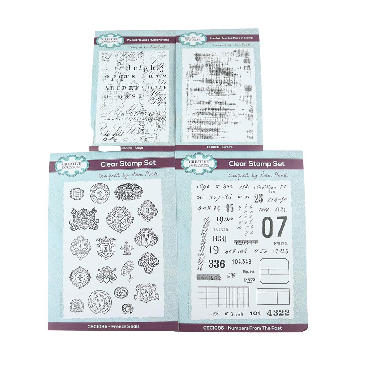 Creative Expressions Sam Poole's Emphemera and Background stamps - Set ...