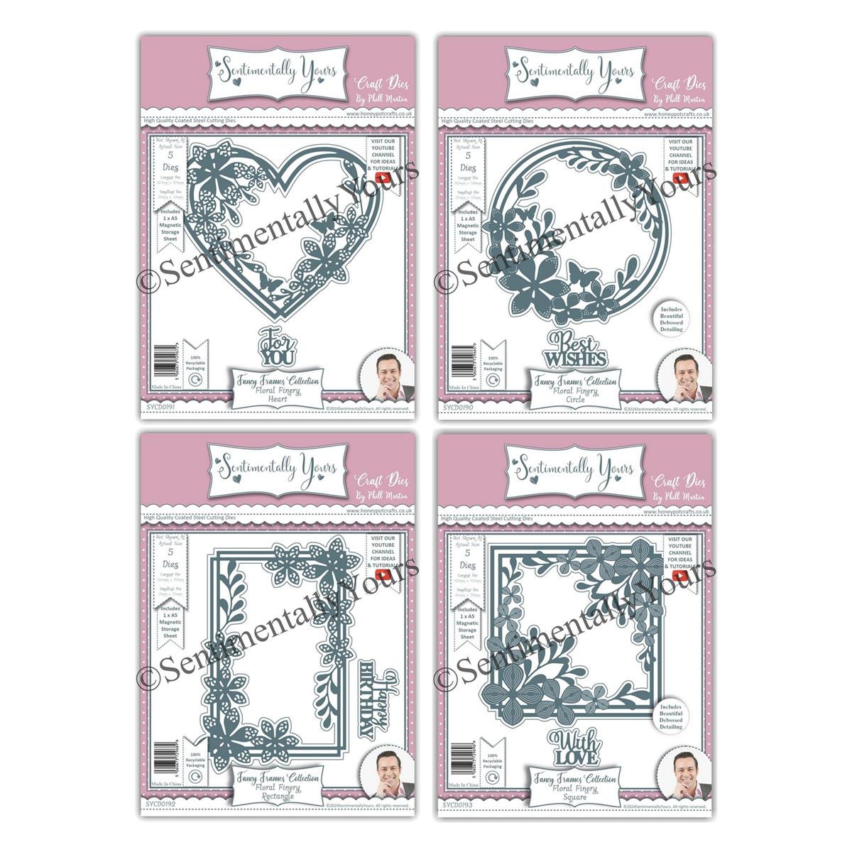 Sentimentally Yours - Floral Finery Fancy Frames Complete Die Collection - 4 x A5 Die Sets ...