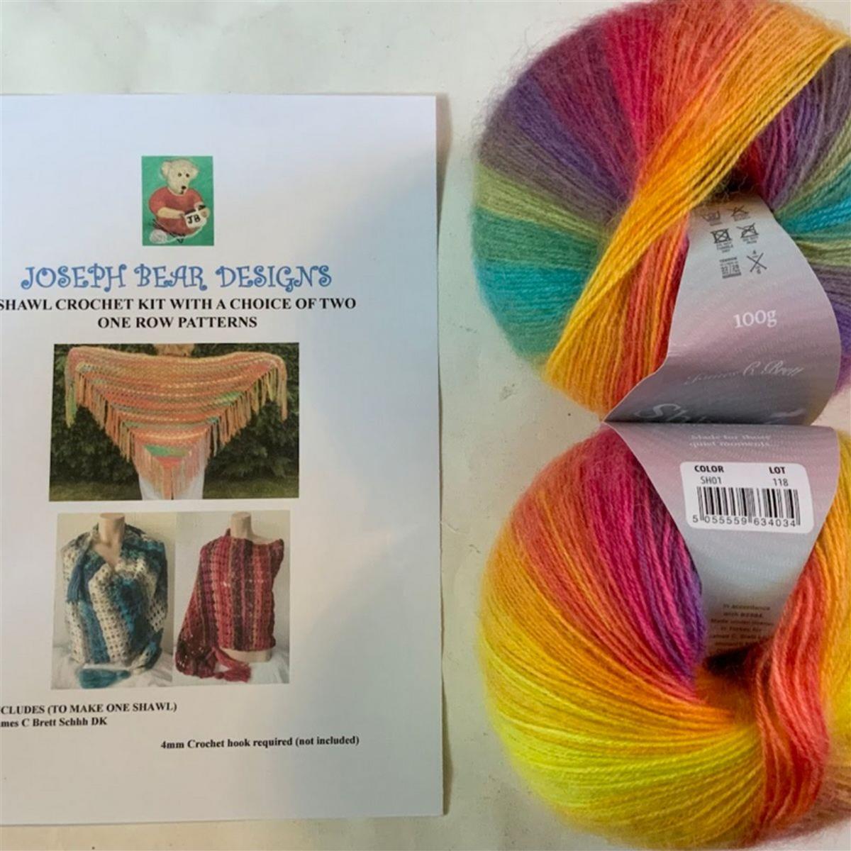 Joseph Bear Designs Bright Pastels Shawl Crochet Kit: Instructions (2 ...