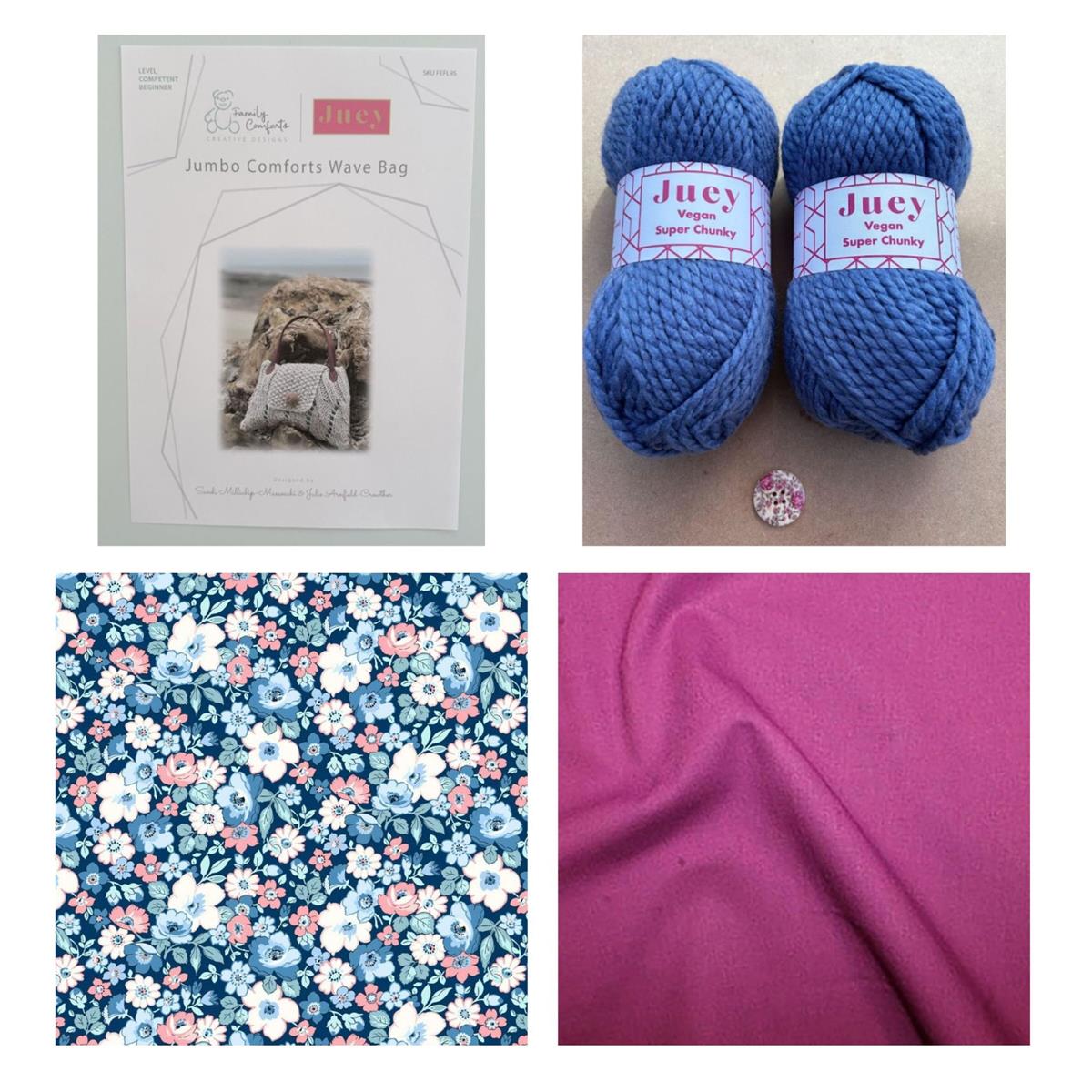 Jumbo Comfort's Denim Yarn & Liberty Bloom Wave Bag Kit: Instructions ...
