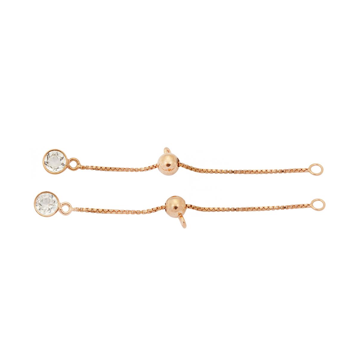 Rose Gold Plated 925 Sterling Silver 2inch Extender Chain with Slider ...