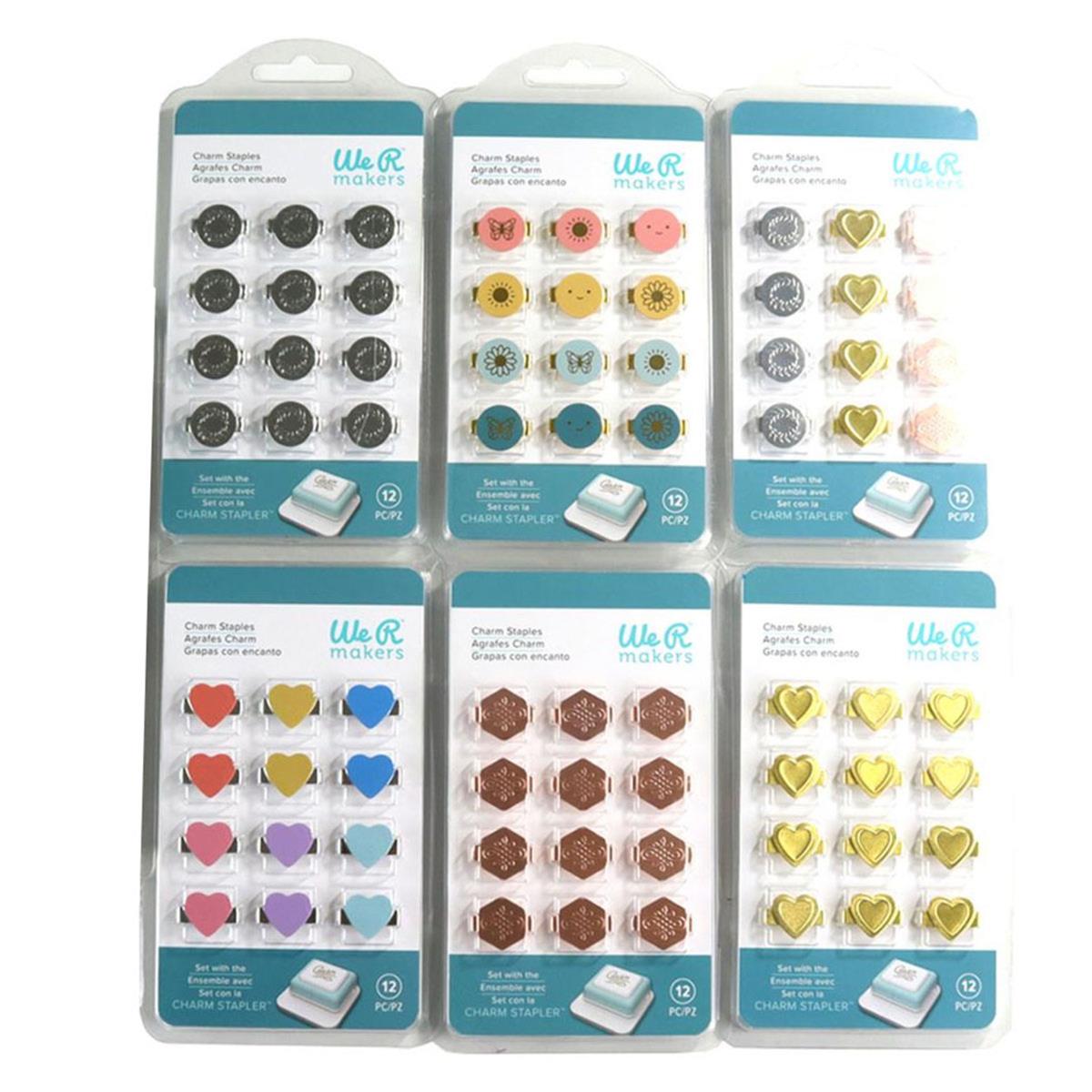 We R Makers Charm Staples, Inc; 72pcs (Rounds, Hearts, Hex & Leafs ...