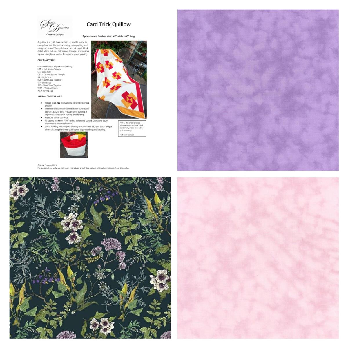 Suzie Duncan's Secret Garden Floral Quillow Kit: Instructions & Fabric ...