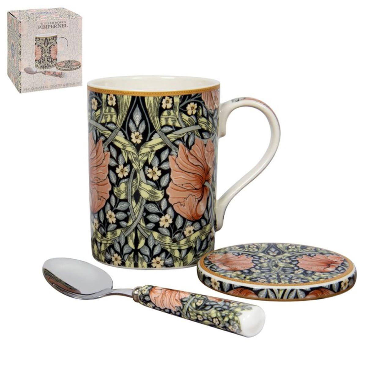 William Morris Pimpernel Mug Coaster Spoon Set | SewingStreet