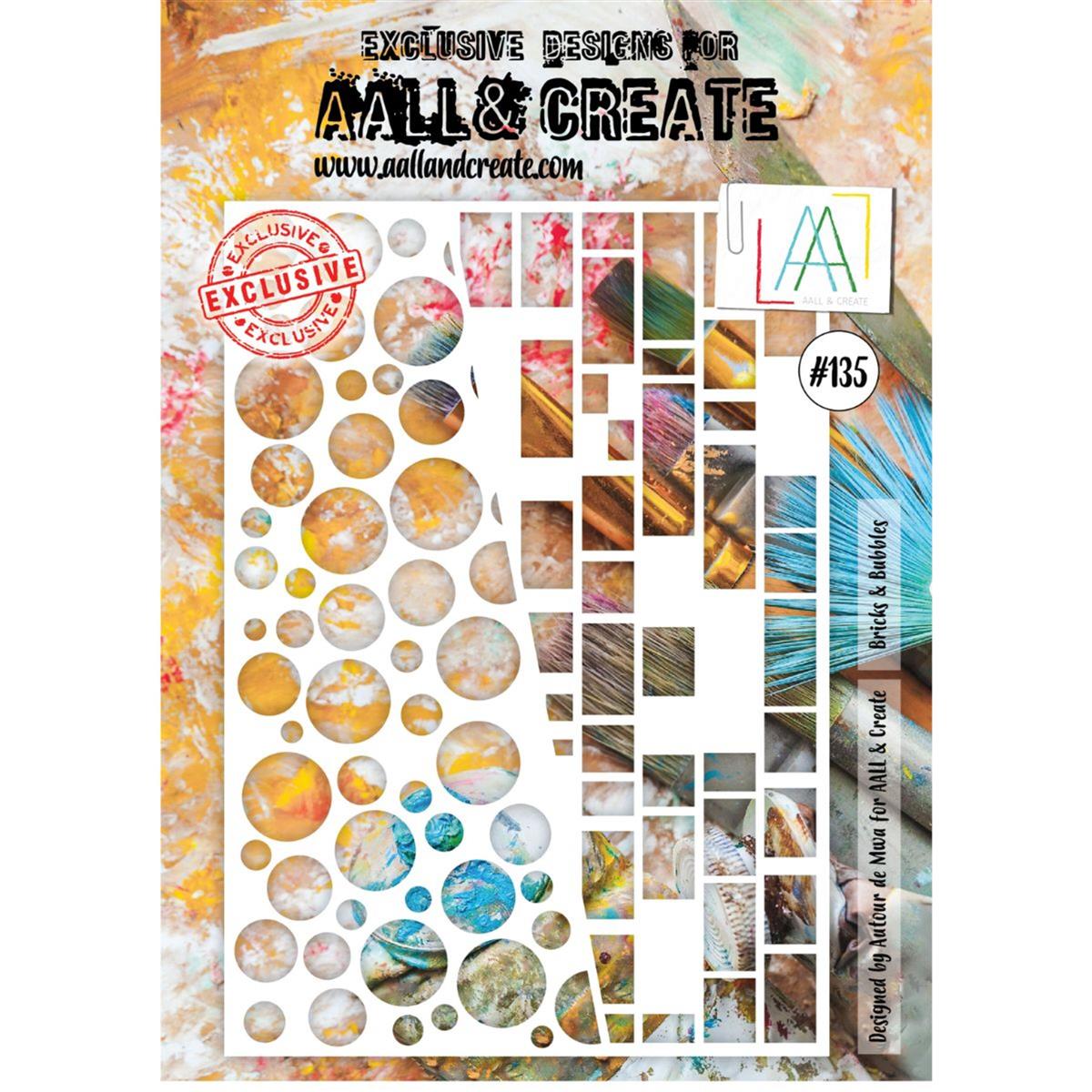 AALL & Create A4 Stencil - Bricks & Bubbles | HobbyMaker
