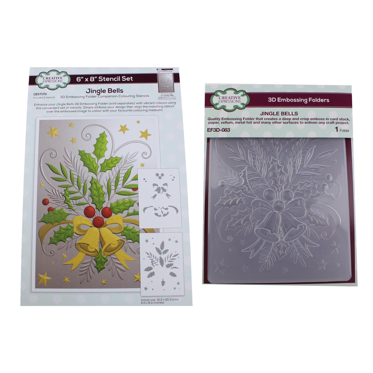Creative Expressions 3D Embossing Folder and companion Stencil set - Jingle Bells | HobbyMaker