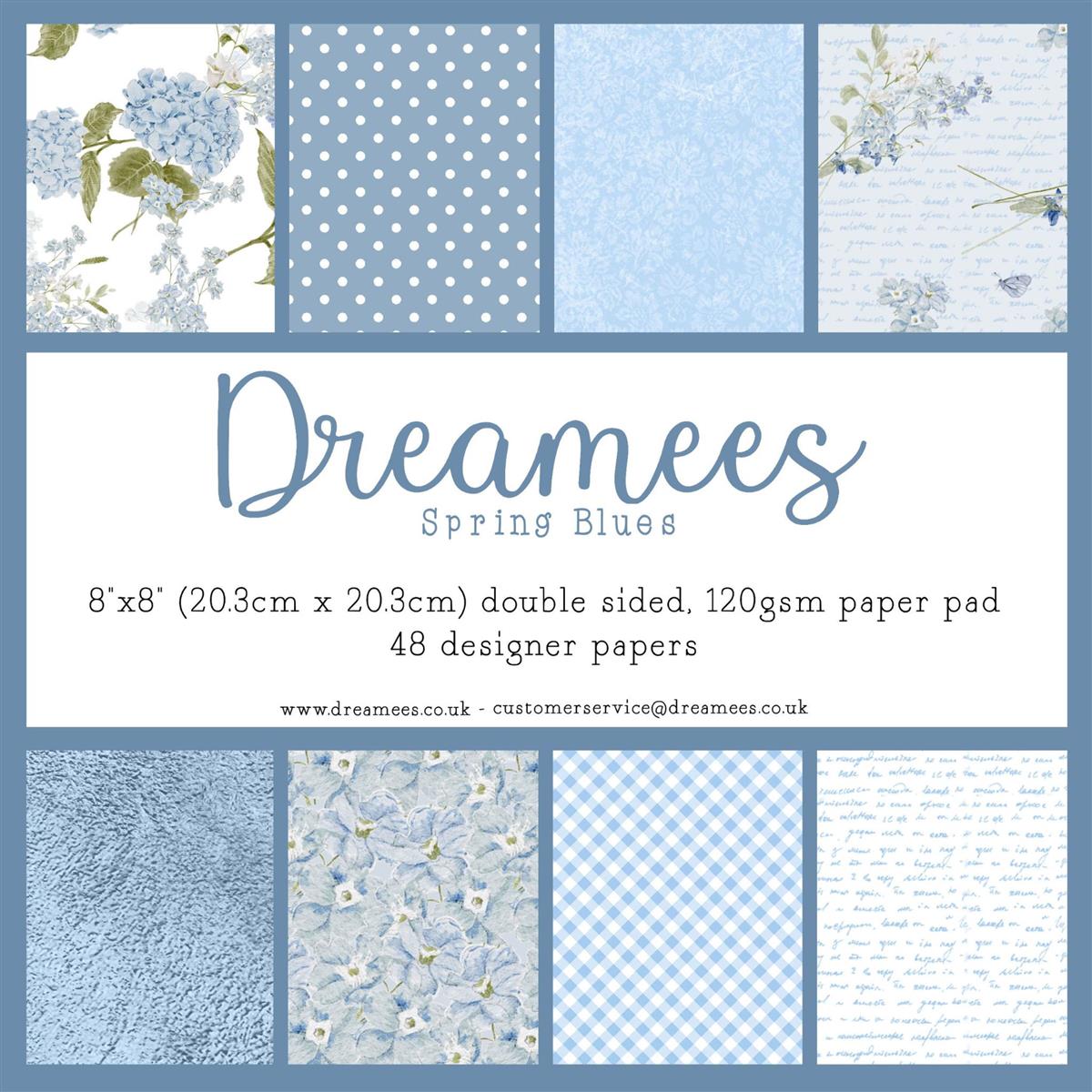 Dreamees - Spring Blues 8x8 Paper Pad - 48 8x8 Sheets 120gsm | HobbyMaker