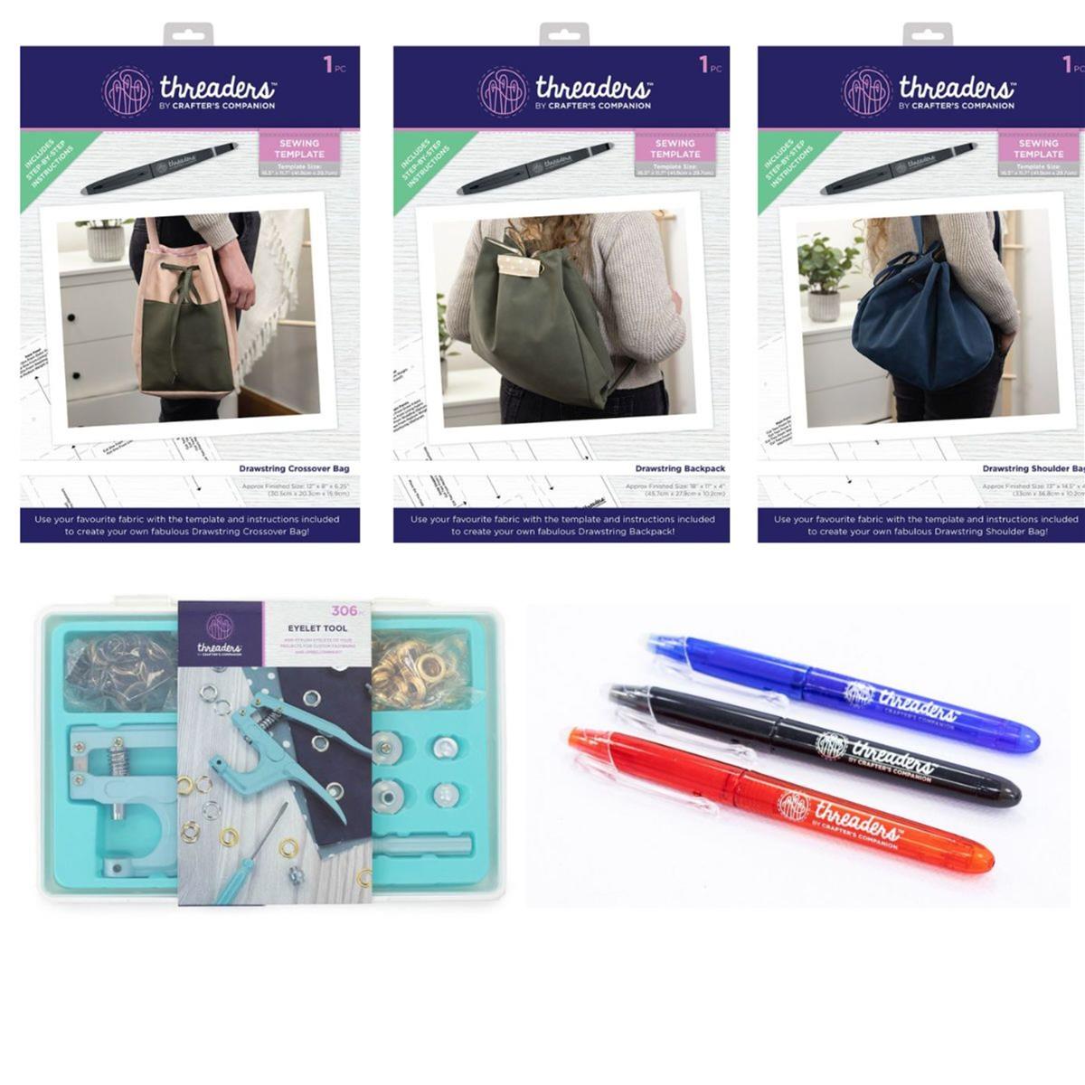 Threaders Bag Making Templates with Eyelet Tool Kit Collection & FREE ...