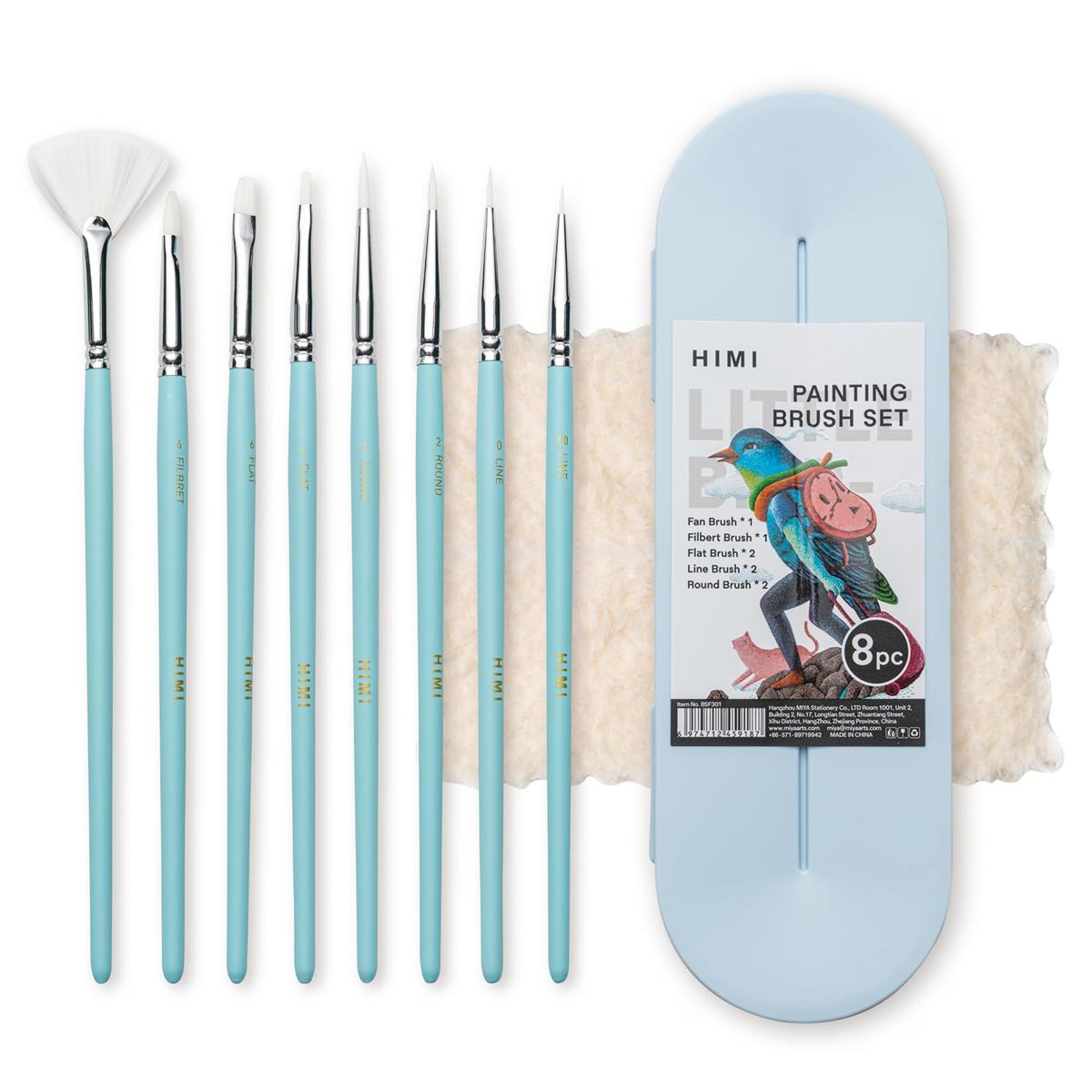 HIMI SMALL MULTI SHAPE PAINT BRUSH SET 8 PCS, ICEBLUE | HobbyMaker