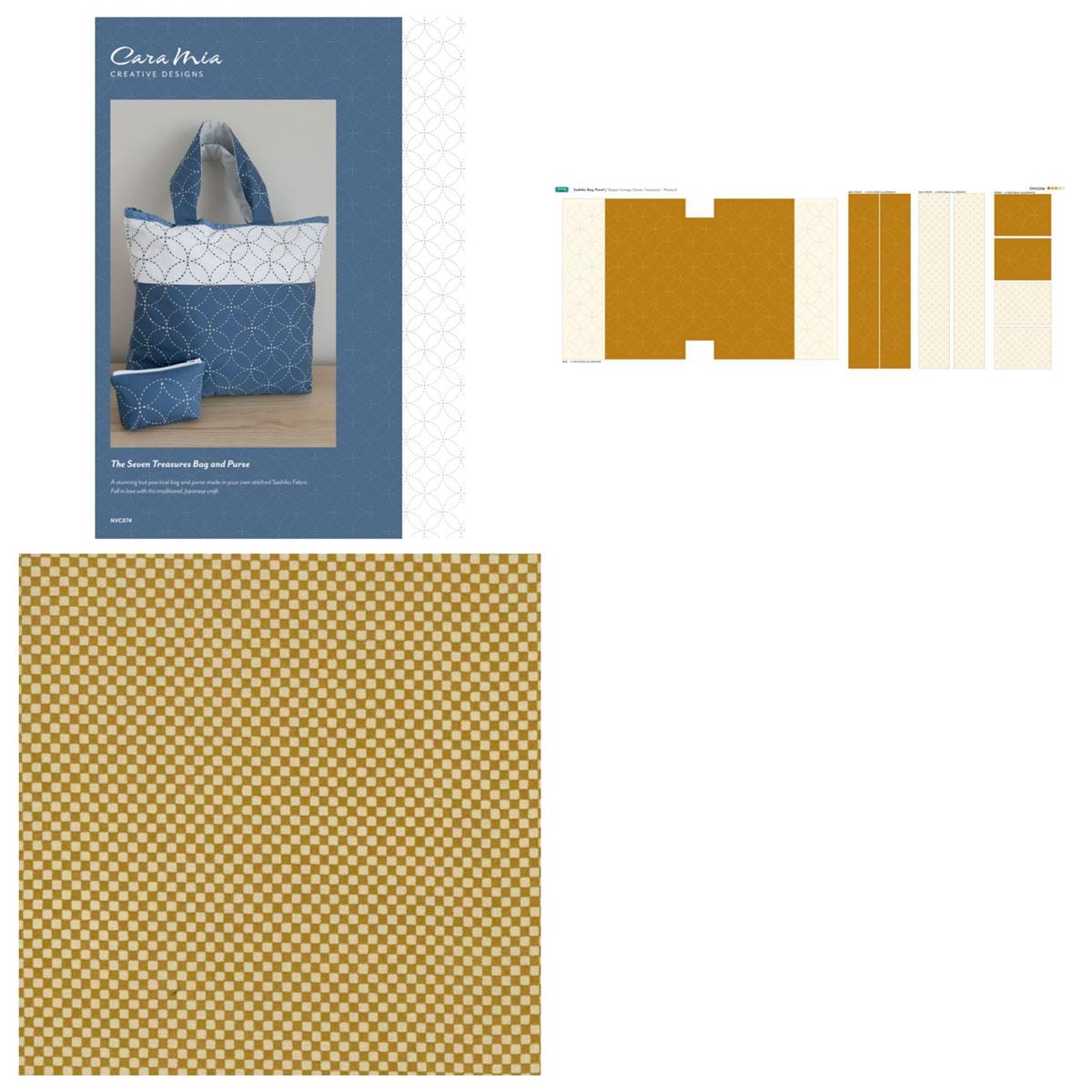 Cara Ackerman's Mustard Yellow Seven Treasures Sashiko Bag Kit ...