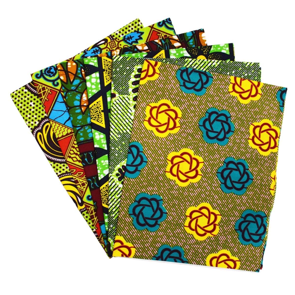 Dovetailed African Wax Fabric 6 x Half Yard Bundle - Green | SewingStreet