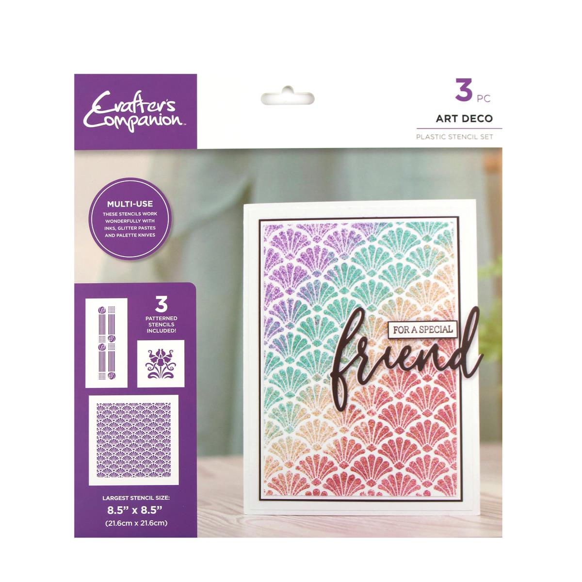 Crafters Companion Stencil Set - Art Deco - 3PC | HobbyMaker