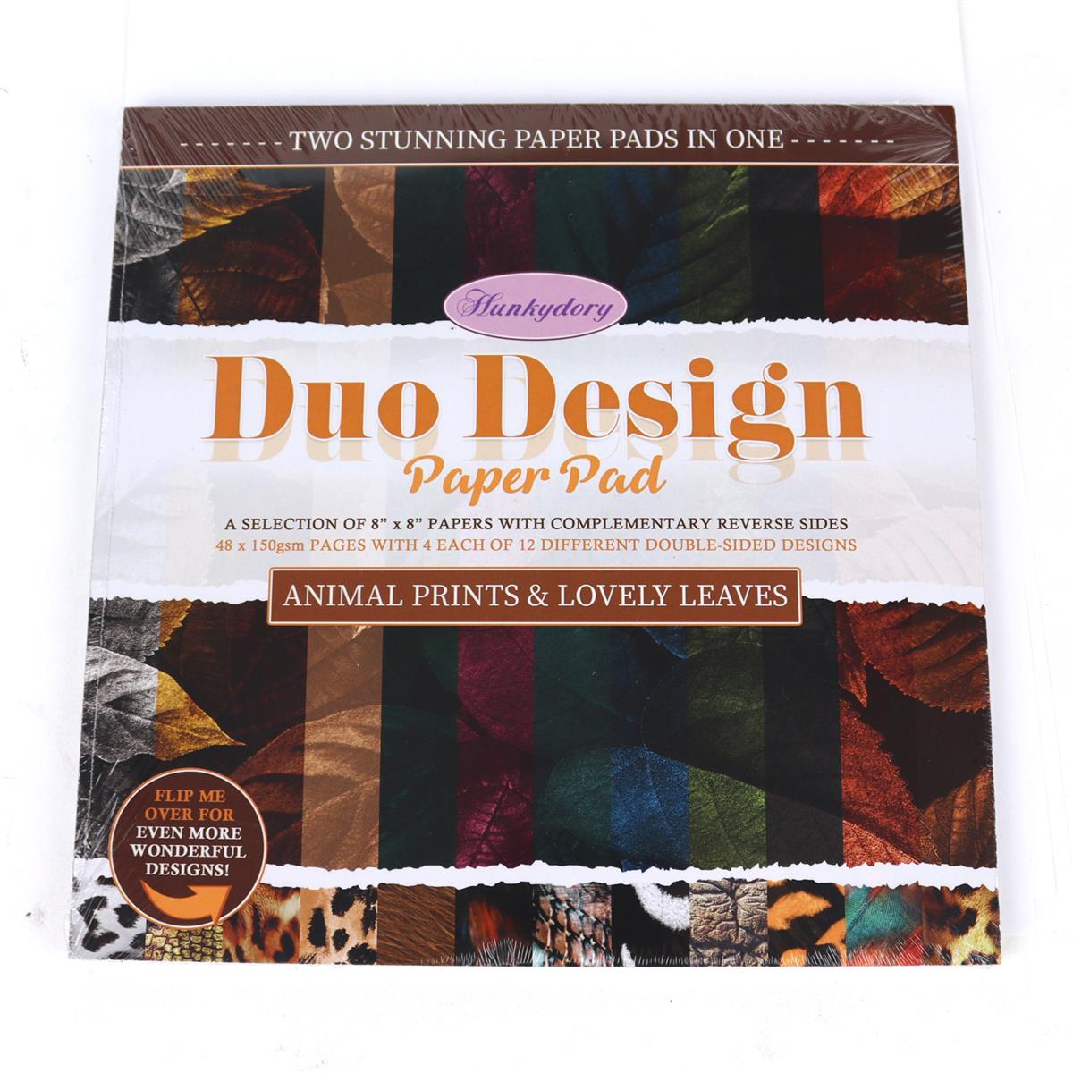 Duo Design Paper Pad - Animal Prints & Lovely Leaves, 8x8 | HobbyMaker