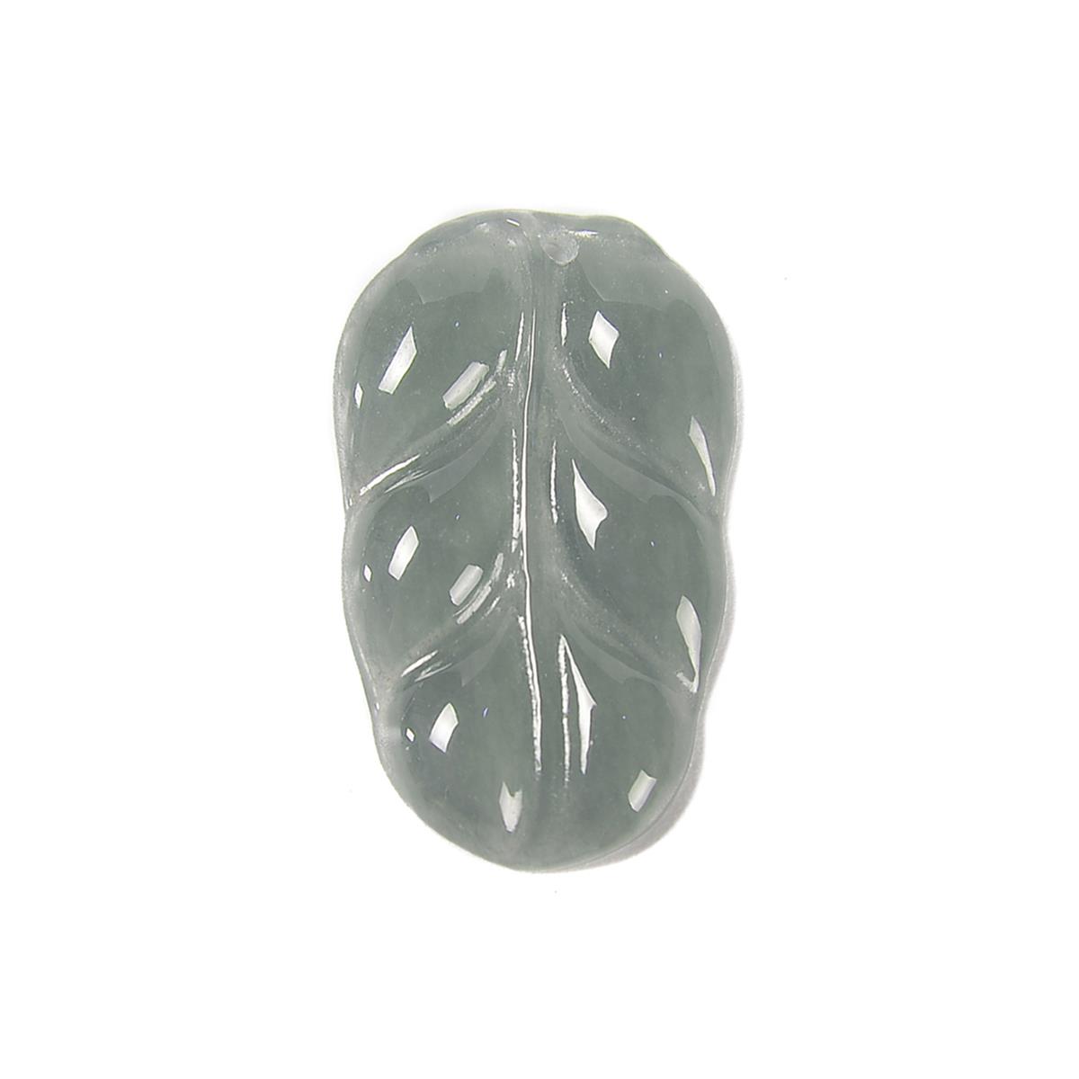 5cts Type A Olmec Blue Jadeite Leaf Pendant Approx 12x22mm | JewelleryMaker