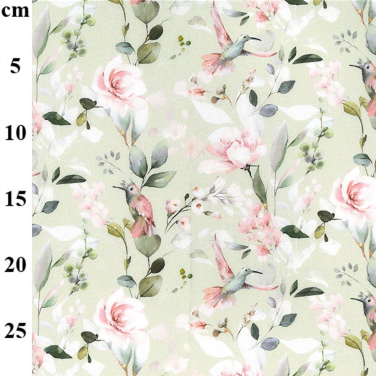 Floral on Mint Cotton Poplin Print Fabric 0.5m | SewingStreet