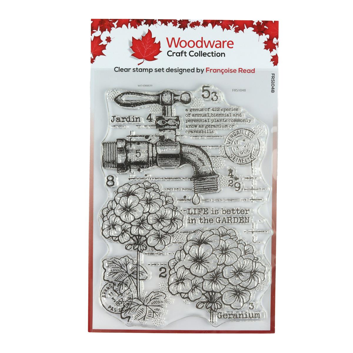 Woodware Clear Singles Geraniums 4 in x 6 in Stamp Set | HobbyMaker