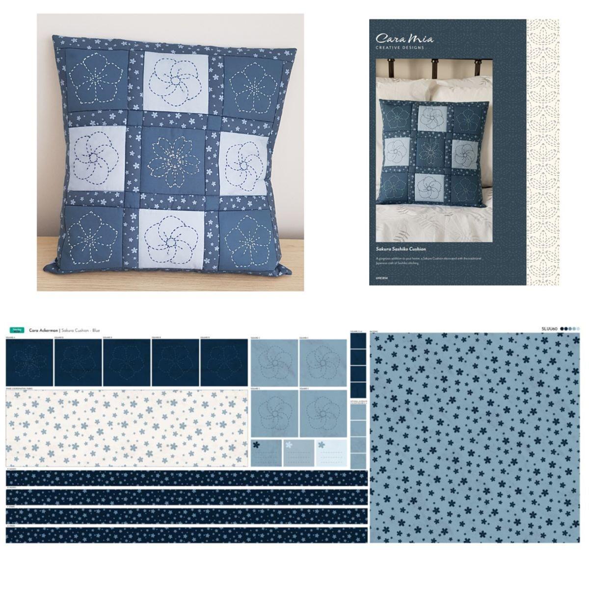 Cara Ackerman's Blue Sakura Cushion Kit: Instructions and Fabric Panel ...