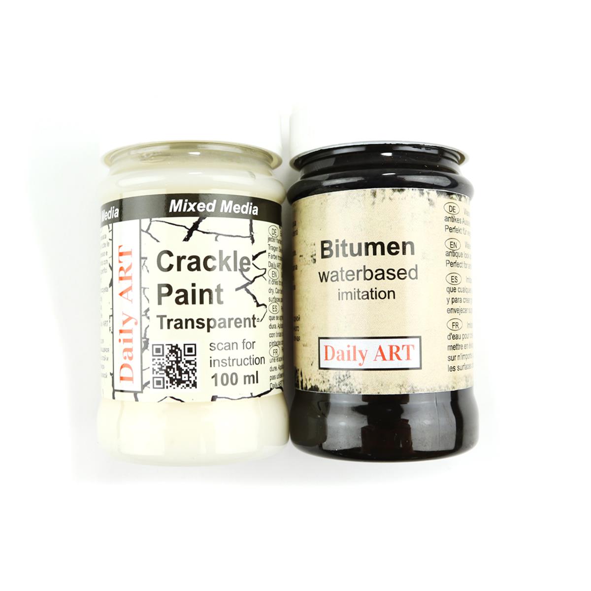 Daily Art Crackle Paint & Daily Art Water Based Bitumen -100ml each ...