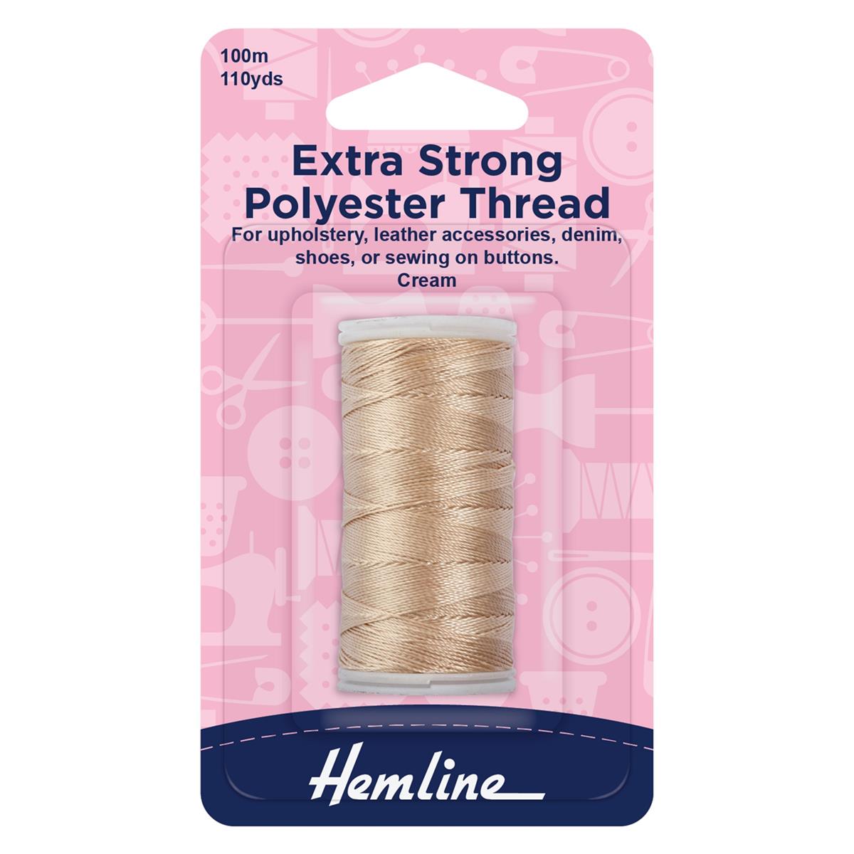 Hemline Extra Strong Polyester Thread Cream 100m | SewingStreet