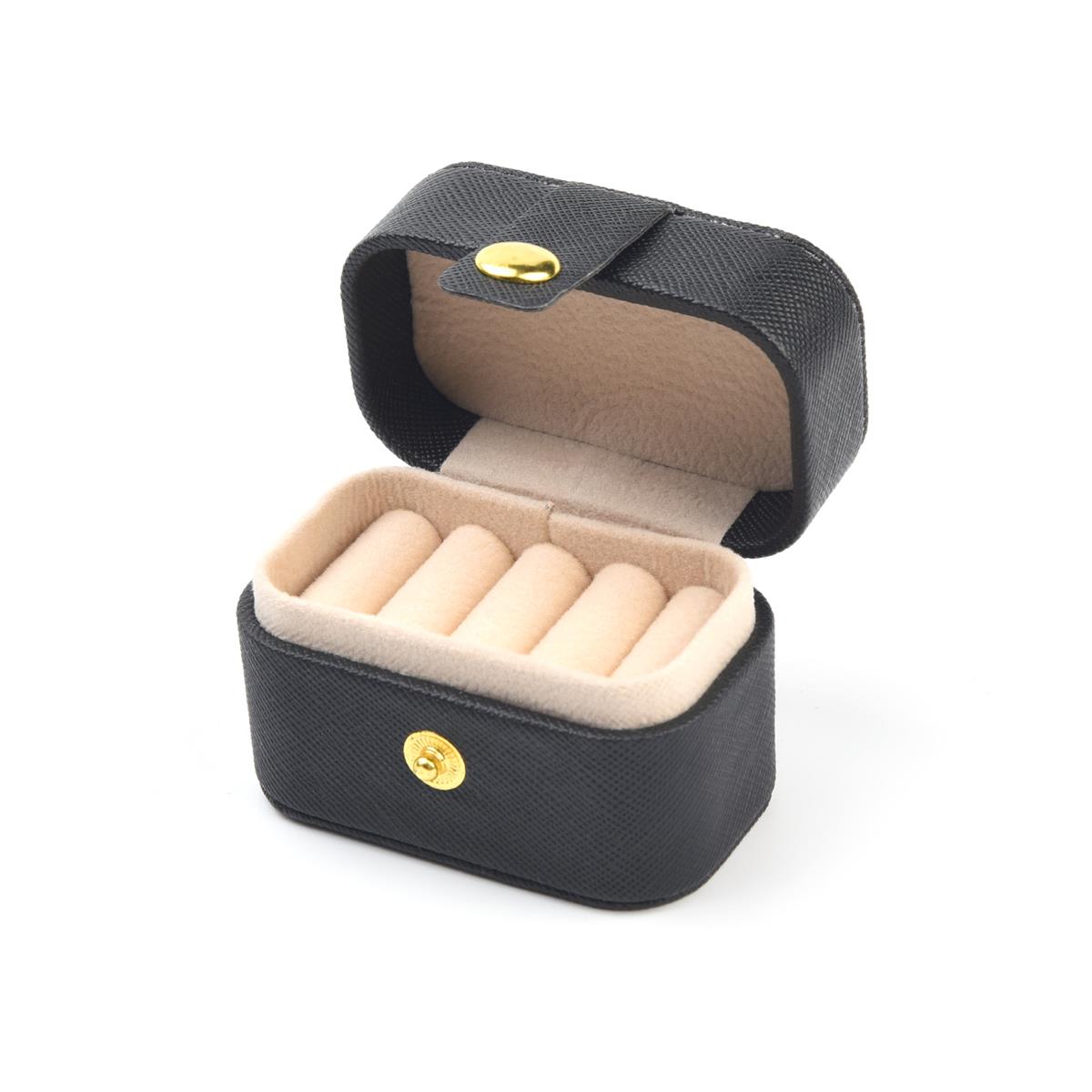 Black Travel Ring Box, 6.5x3.9x4.7cm | JewelleryMaker