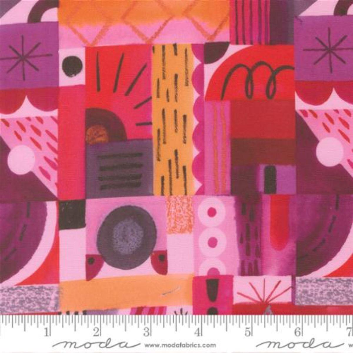 Moda Radiant Collection Geometrics Dark Pink Fabric 0.5m | SewingStreet
