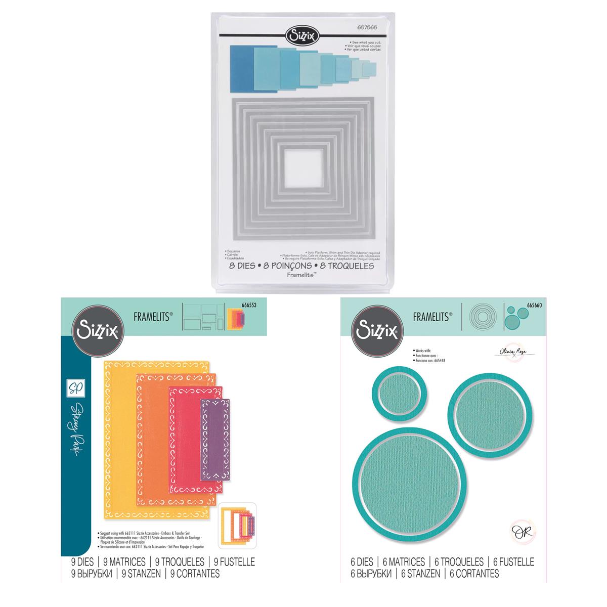 Sizzix Framelits Die Sets - Rectangles, Squares & Circles - 23 Dies ...
