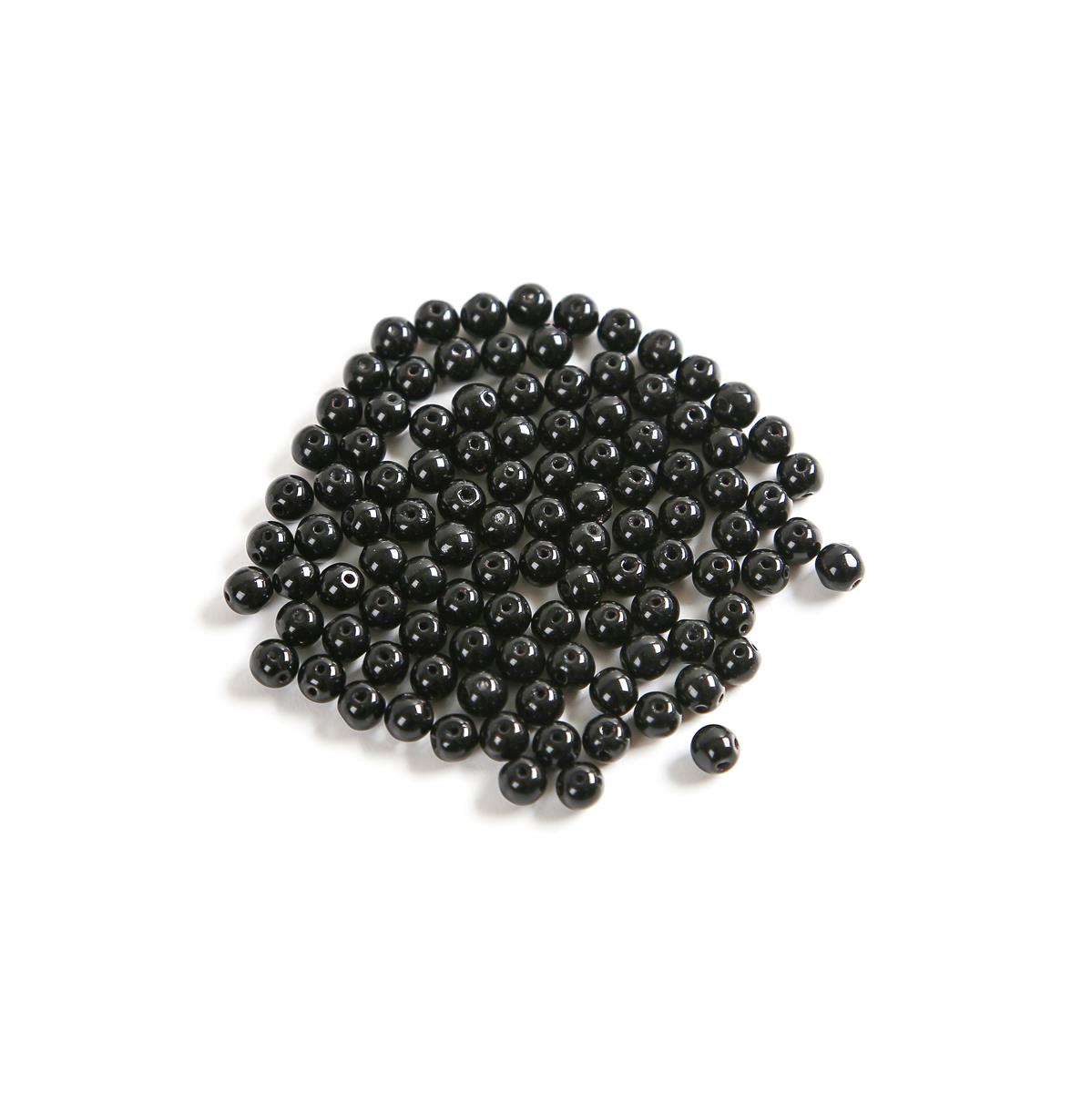 Czech RounDuo Beads, 5mm - Jet (100pcs) | JewelleryMaker