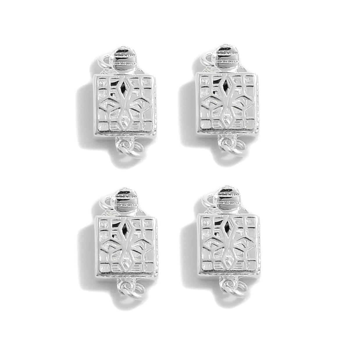 925 Sterling Silver Square Design Box Clasp Approx 8mm, 4pcs ...
