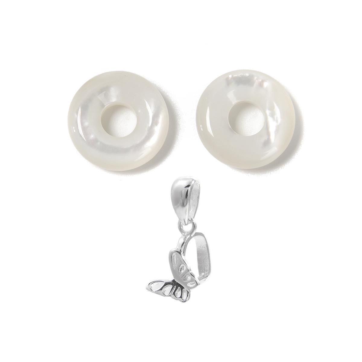 Ring of Flutters! - 925 Sterling Silver Butterfly Pinch Bail & White ...