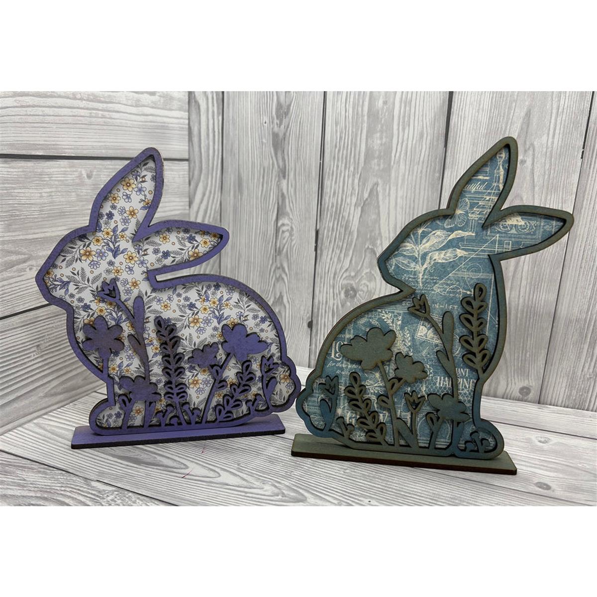 Glitzcraft- MDF Pack of 2 Floral Easter Bunnies | HobbyMaker