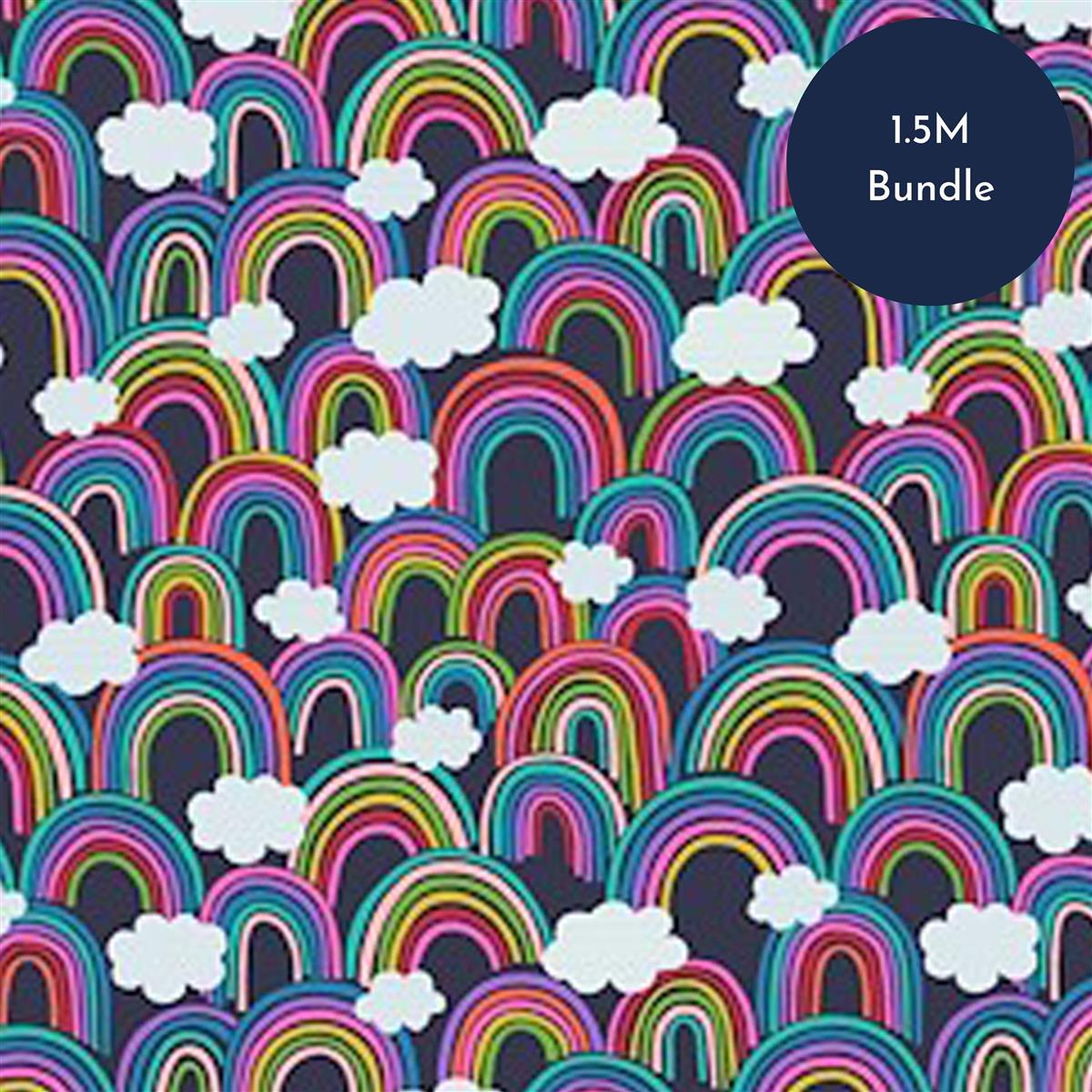 Lewis & Irene Over The Rainbow Multi Rainbows & Clouds Fabric Bundle 1 ...